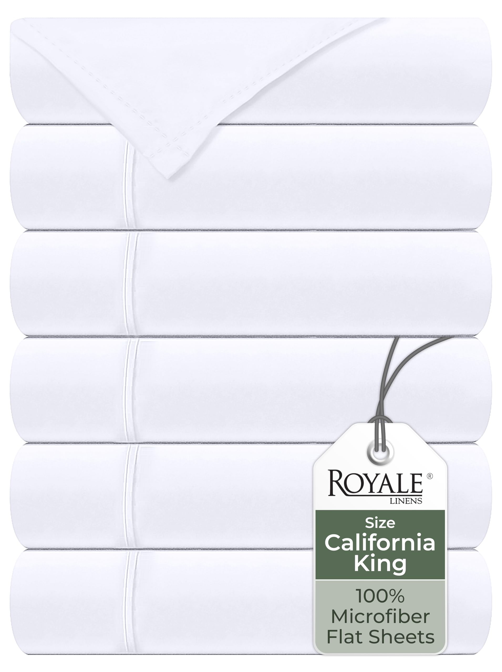 Royale Linens 6 Pack Bulk Flat Sheet Set - Top Sheets - Soft 1800 ...
