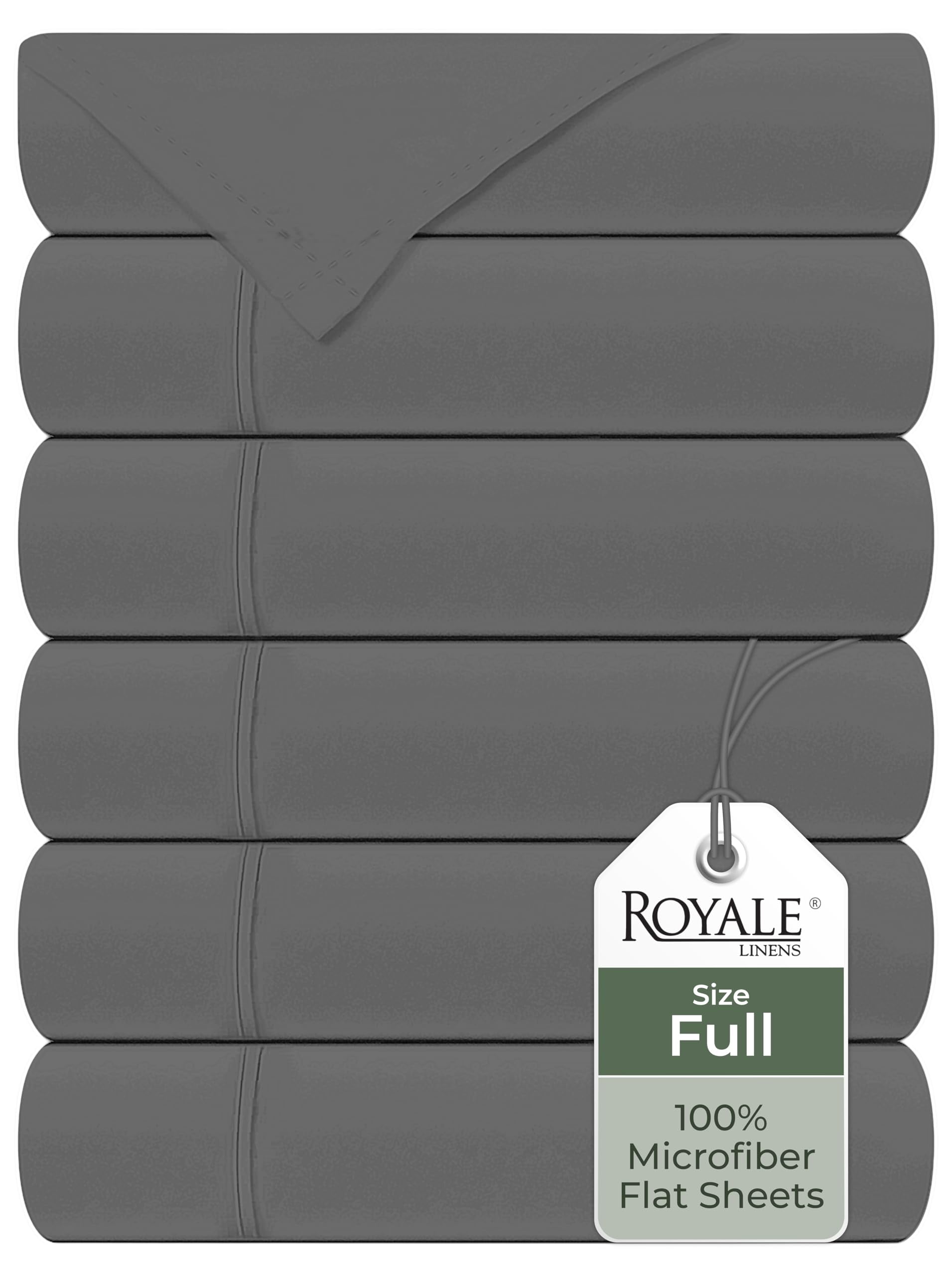 Royale Linens 6 Pack Bulk Flat Sheet Set - Top Sheets - Soft 1800 ...