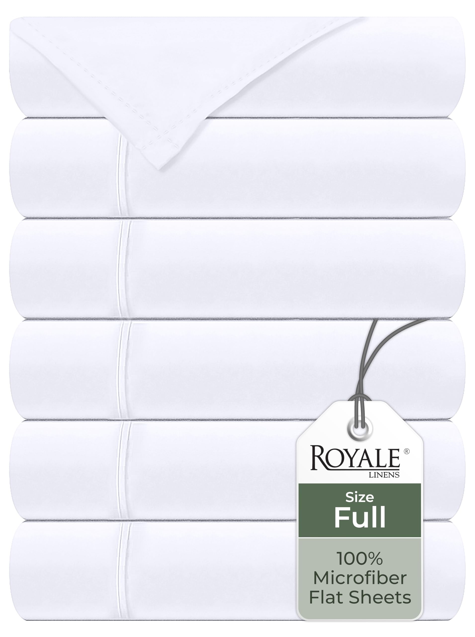 Royale Linens 6 Pack Bulk Flat Sheet Set - Top Sheets - Soft 1800 ...