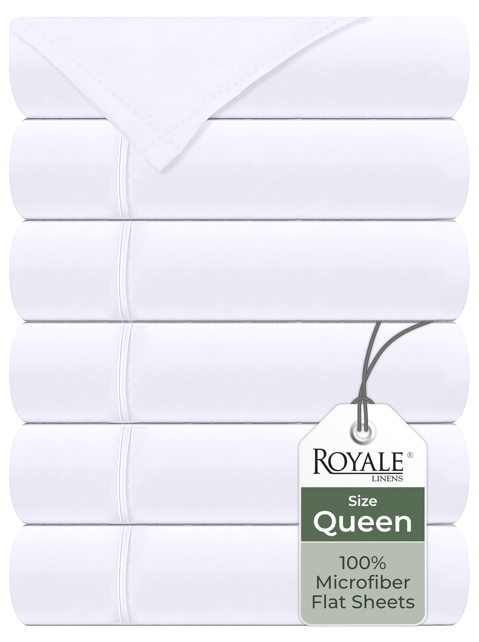 Royale Linens 6 Pack Bulk Flat Sheet Set - Top Sheets - Soft 1800 ...