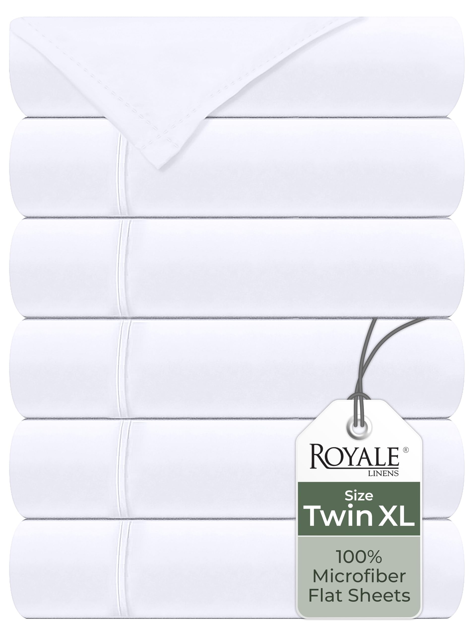 Royale Linens 6 Pack Bulk Flat Sheet Set - Top Sheets - Soft 1800 Microfiber -Wrinkle & Stain ...