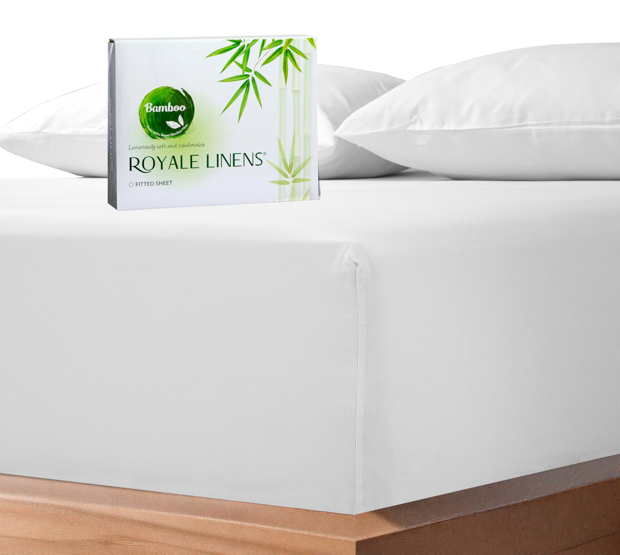 Royale Linen Bamboo Fitted Sheet Full Only - Cooling Full Size Fitted Sheets For Bed - Deep ...