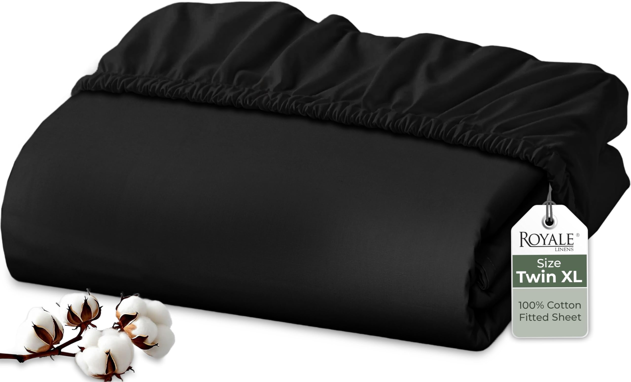Royale Linens 100% Organic Cotton Fitted Sheet - Percale Weave - Super ...