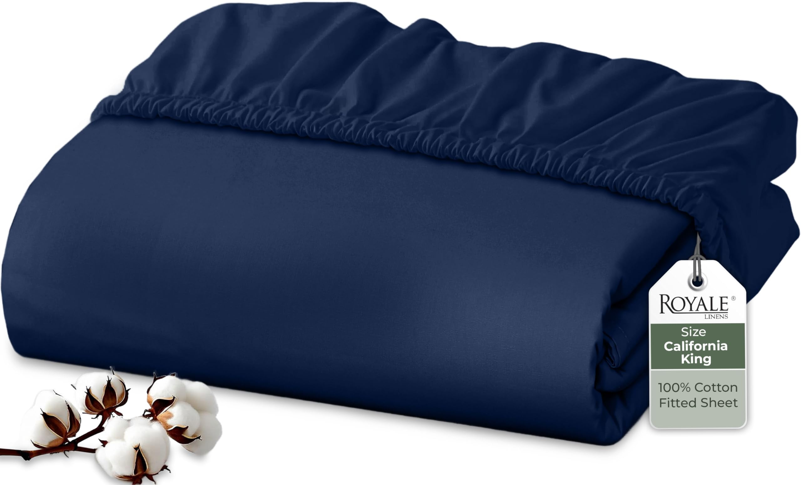 Royale Linens 100% Organic Cotton Fitted Sheet - Percale Weave - Super Soft Deep Pocket Bottom ...