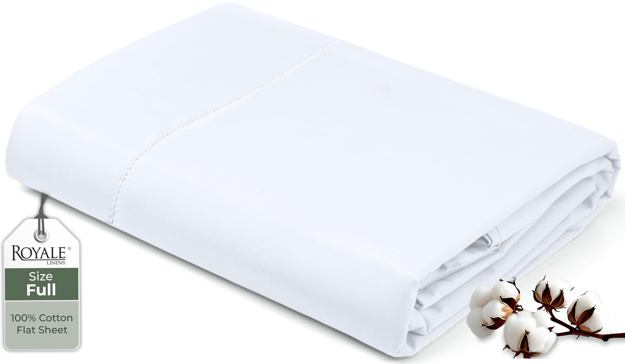 Royale Linens 100% Organic Cotton Full Flat Sheet Only - Super Soft - Percale Top Sheets - Full ...