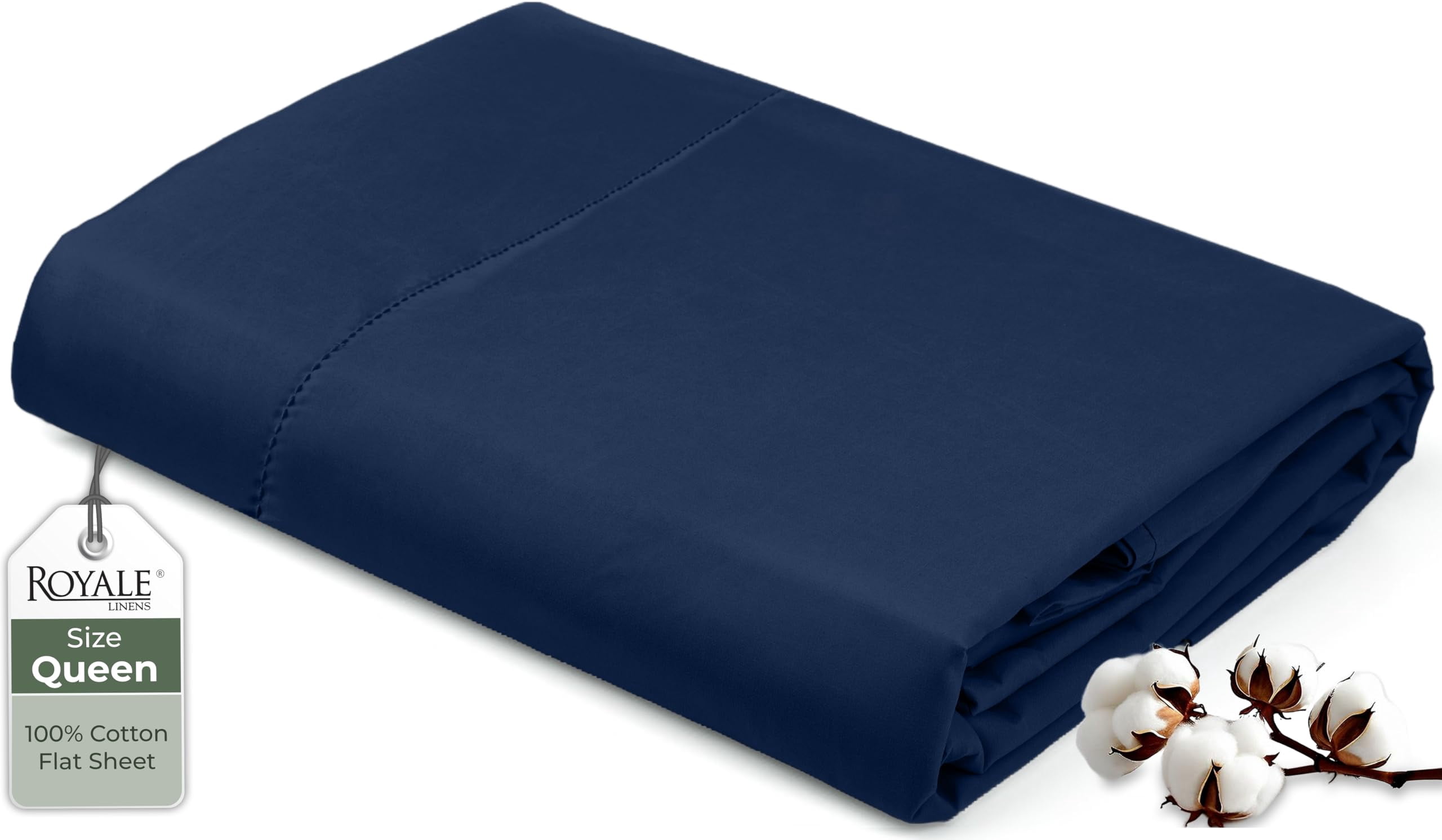 Royale Linens 100% Organic Cotton Queen Flat Sheet Only - Super Soft ...