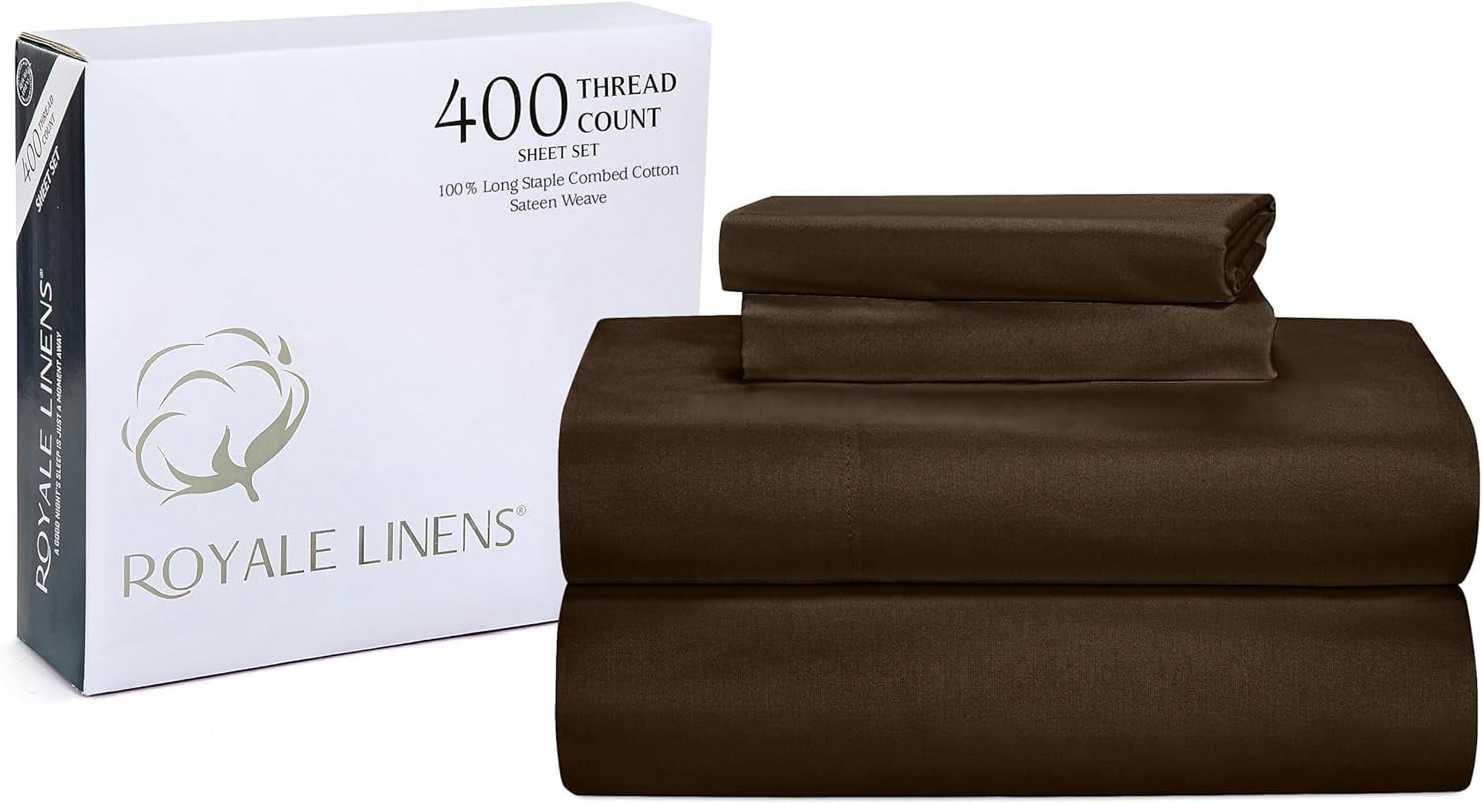 Royale Linens 400 Thread Count 100% Cotton 4 Piece Sateen Full Sheet ...