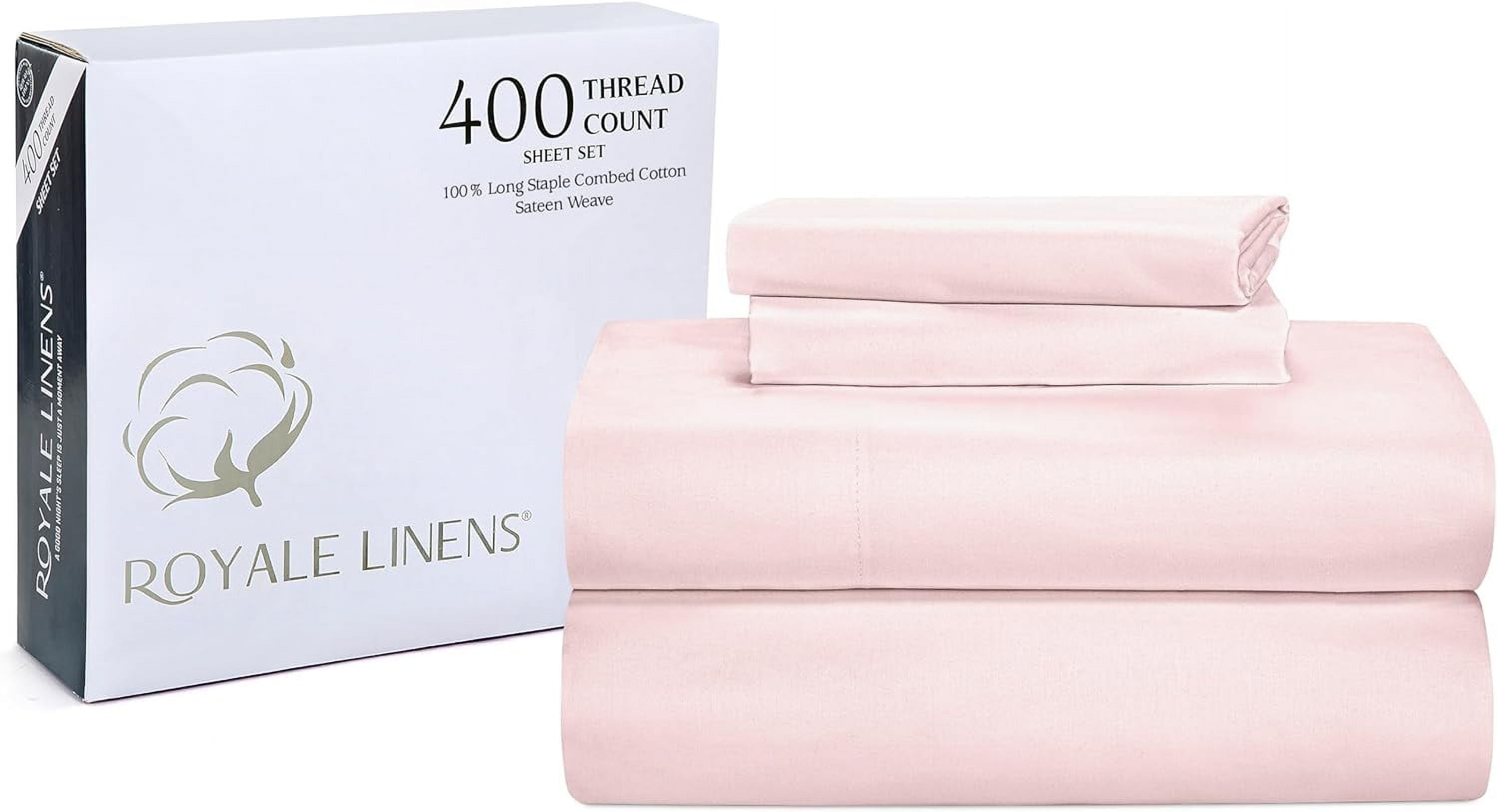 Royale Linens 400 Thread Count 100% Cotton 4 Piece Sateen Queen Sheet ...