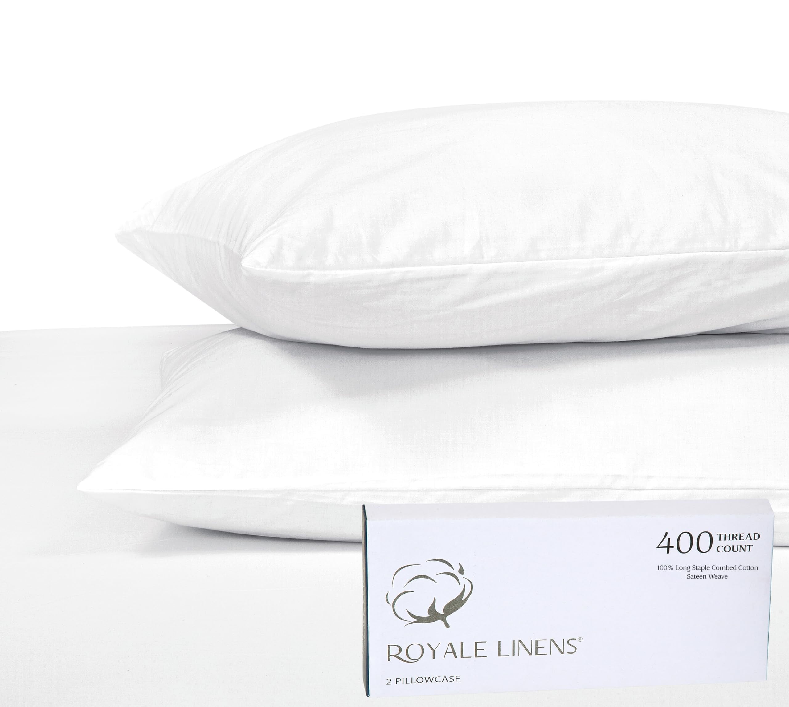 Royale Linens 400 Thread Count 100% American Grown Cotton Pillowcase ...