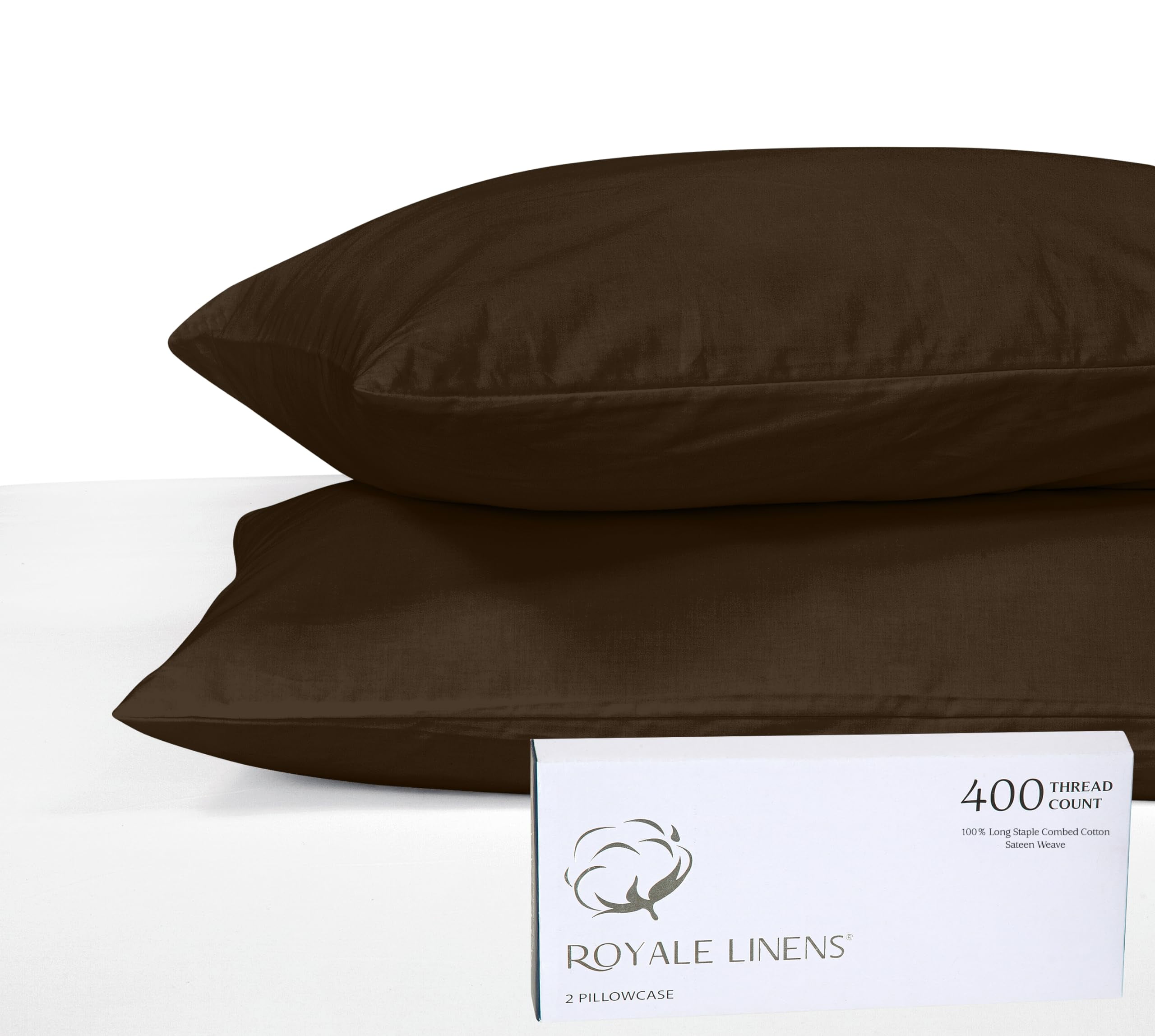 Royale Linens 400 Thread Count 100% American Grown Cotton Standard Pillowcase Set - Luxury ...
