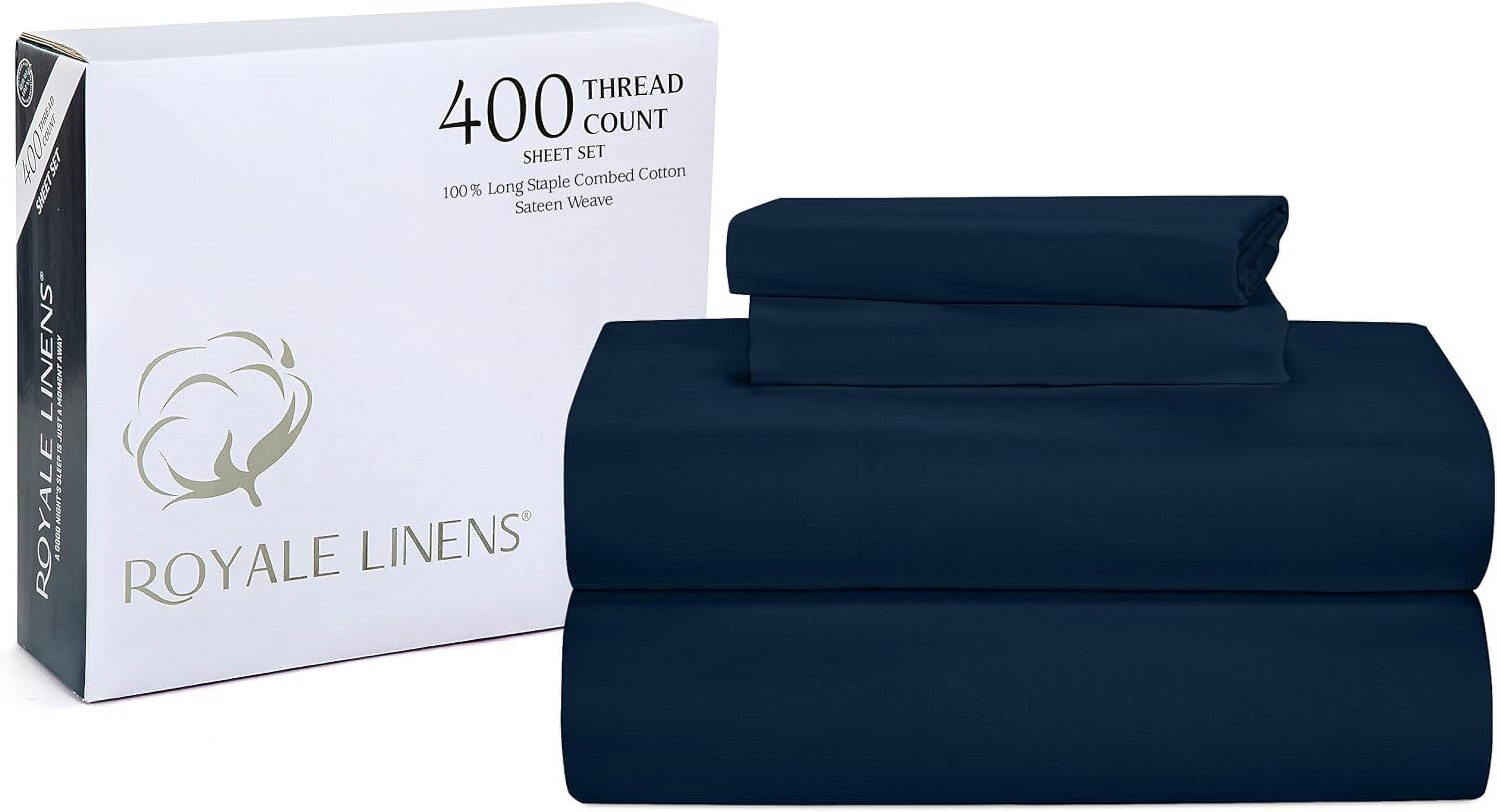 Royale Linens 400 Thread Count 100% Cotton 4 Piece Sateen King Sheet ...