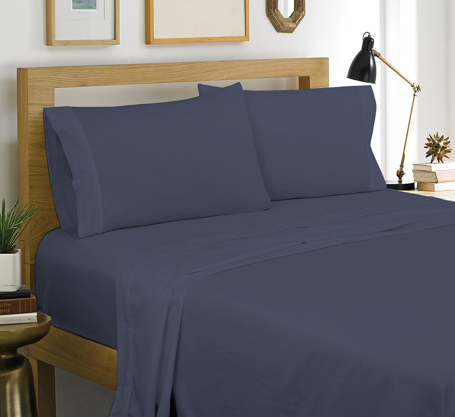 Royale Linens Indigo 400 Thread Count Performance Queen Sheet Set ...
