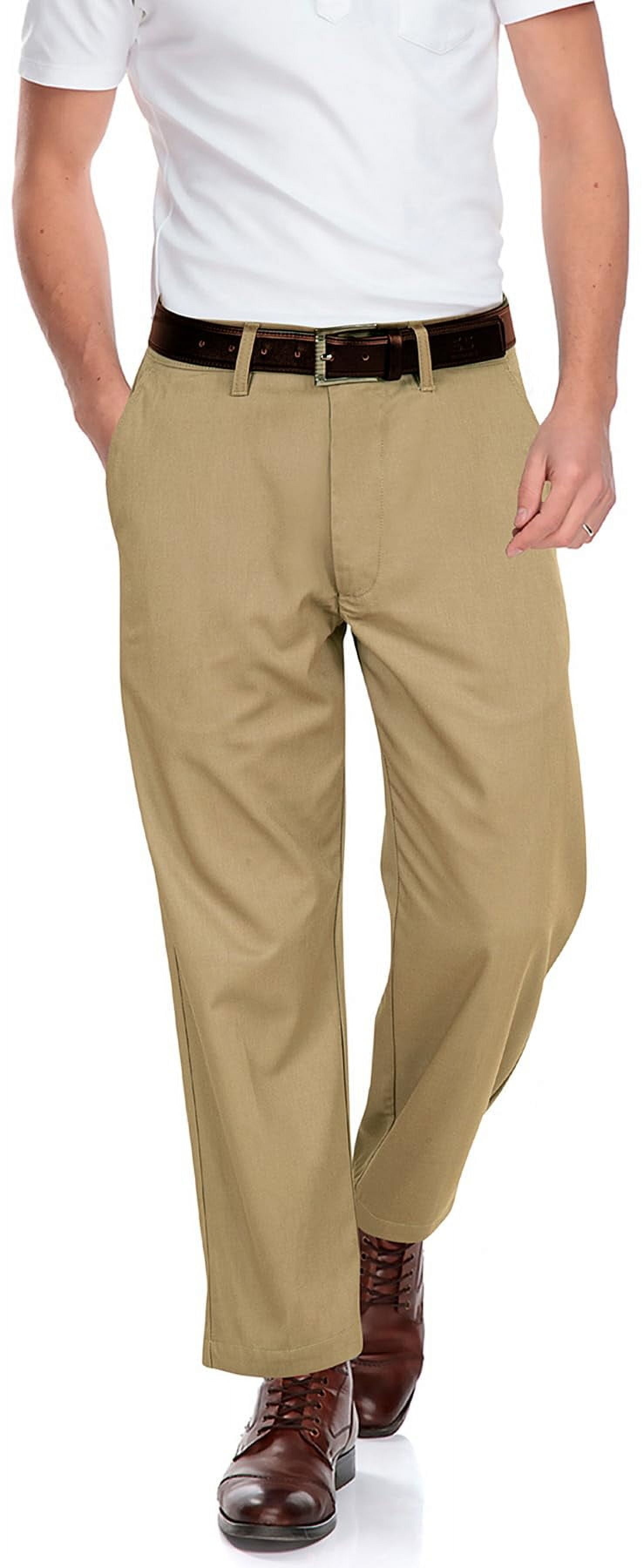 Royale Linens Men's Classic-Fit Wrinkle Free Flat Front Chino Pant ...