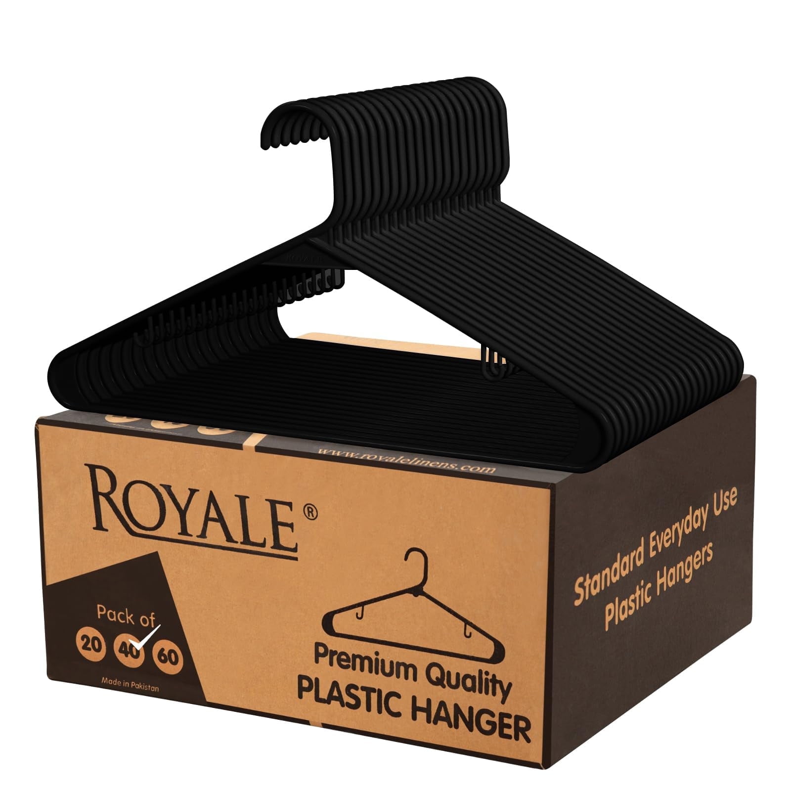 Royale Plastic Hangers 40 Pack - Black Plastic Hangers - Clothes Hanger ...