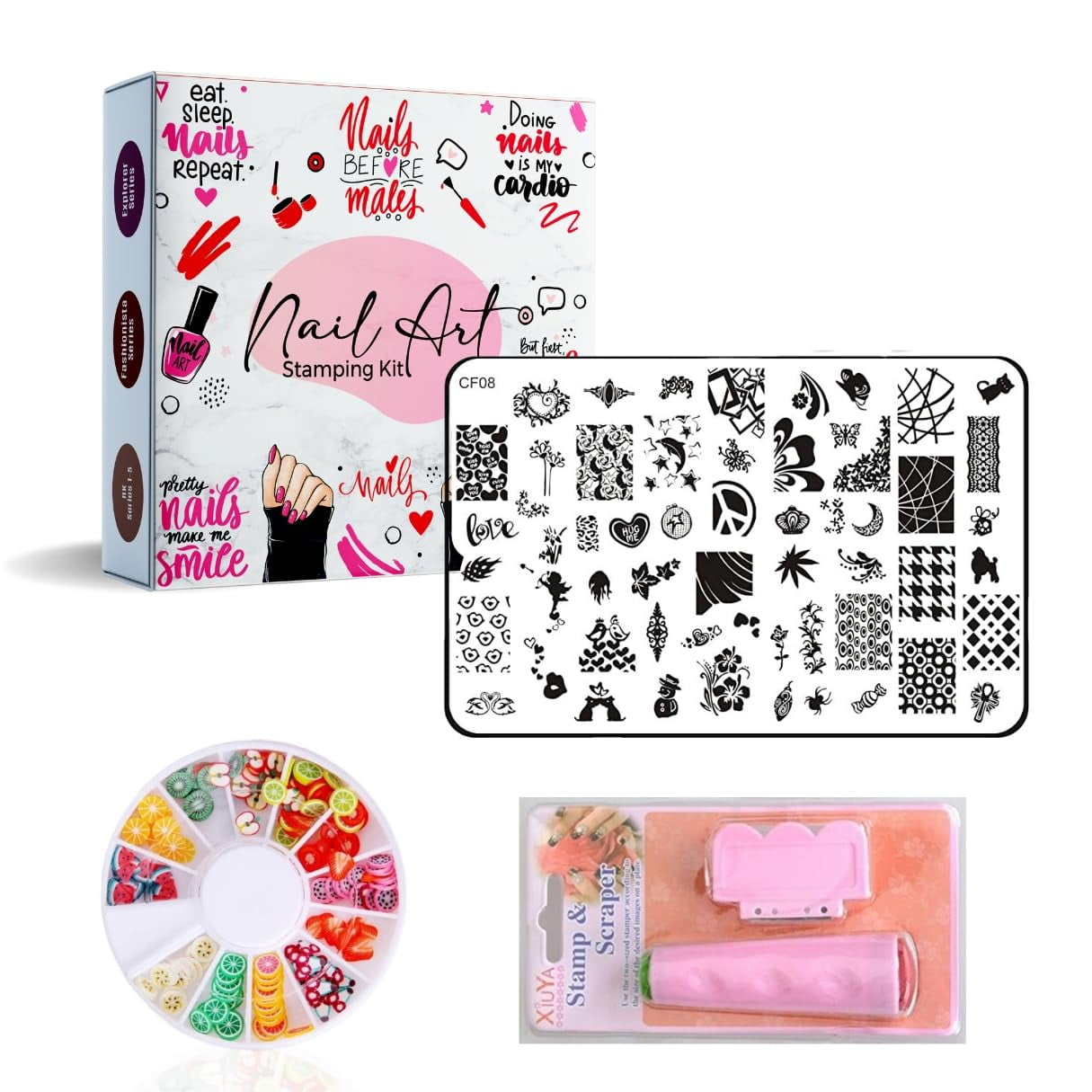 Royalkart Nail Stamping Kit With Nail Stamper Scraper Nail Accessories ...