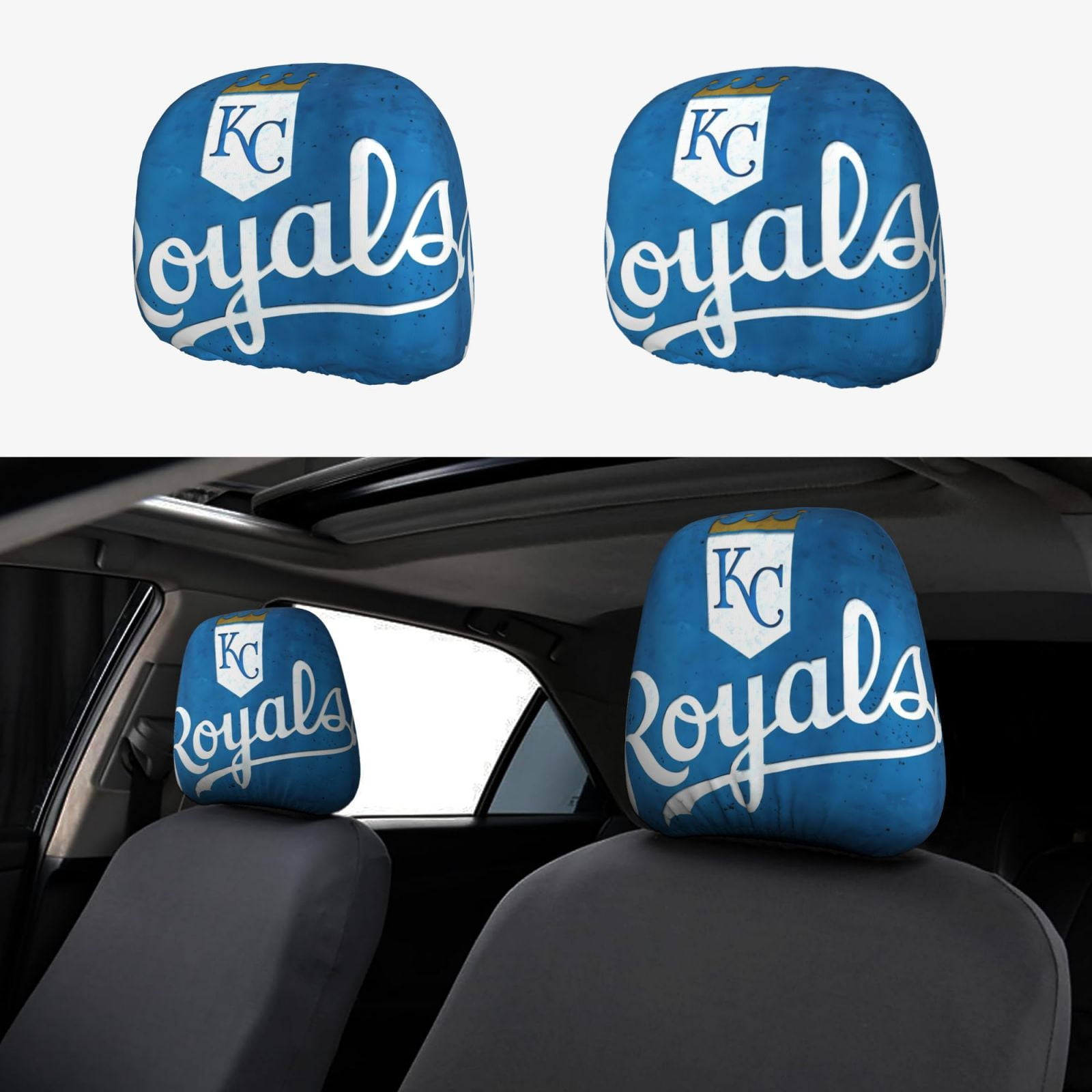 Royals Baseball Team Custom Car Headrest Covers Set of Two Elastic Car ...