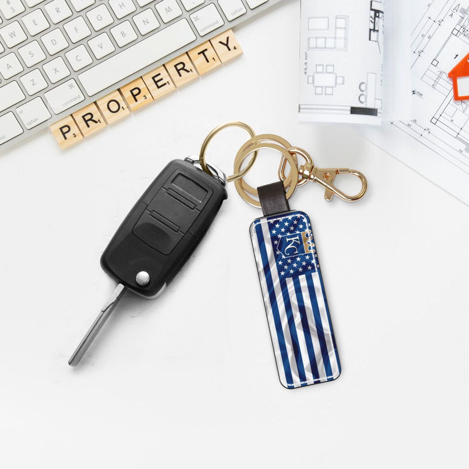 Royals Custom Leather Car Keychains, Game Day Baseball Team Themed Fan ...