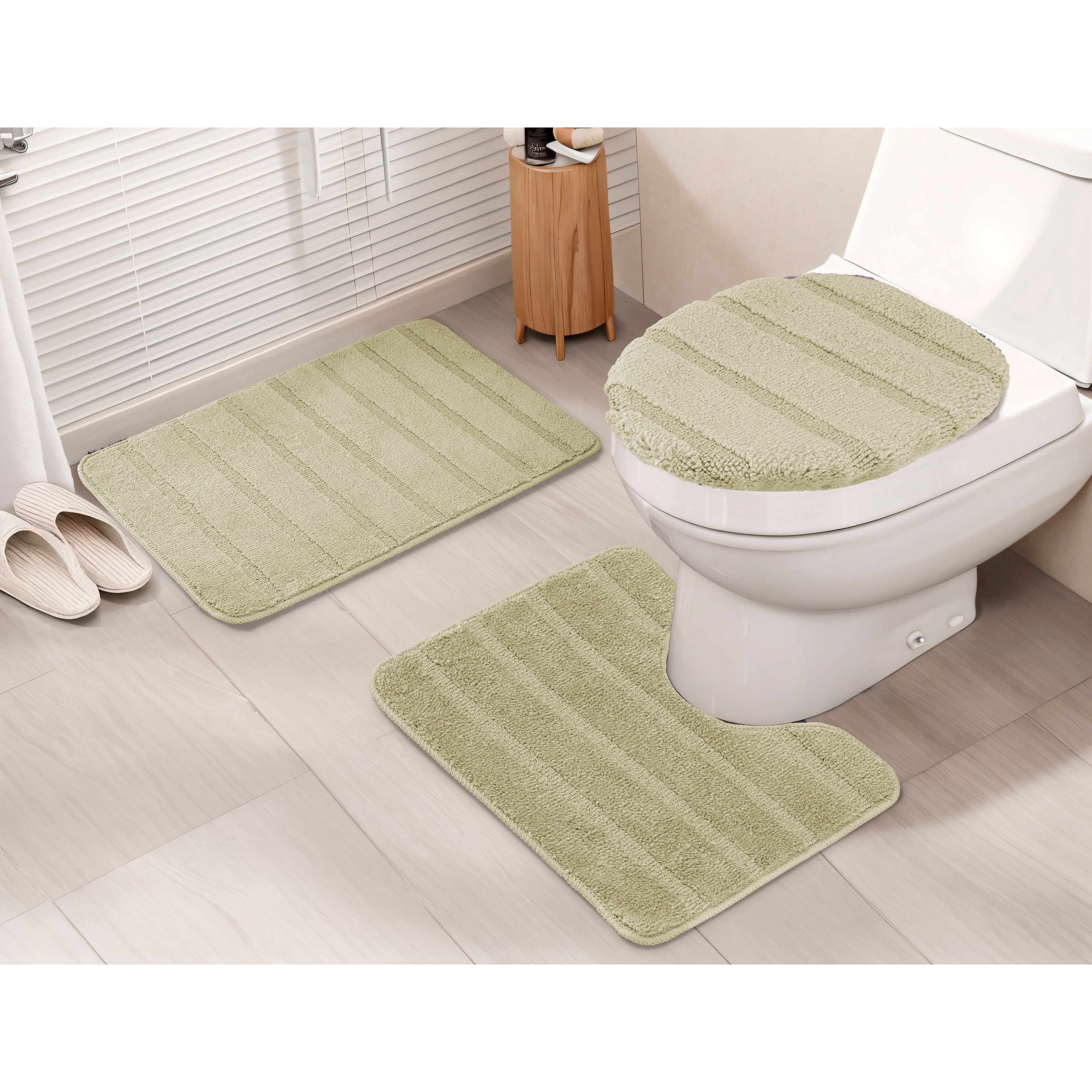 Royalton Bath rug Mat Set with Contour & Toilet Lid Cover Sage ...