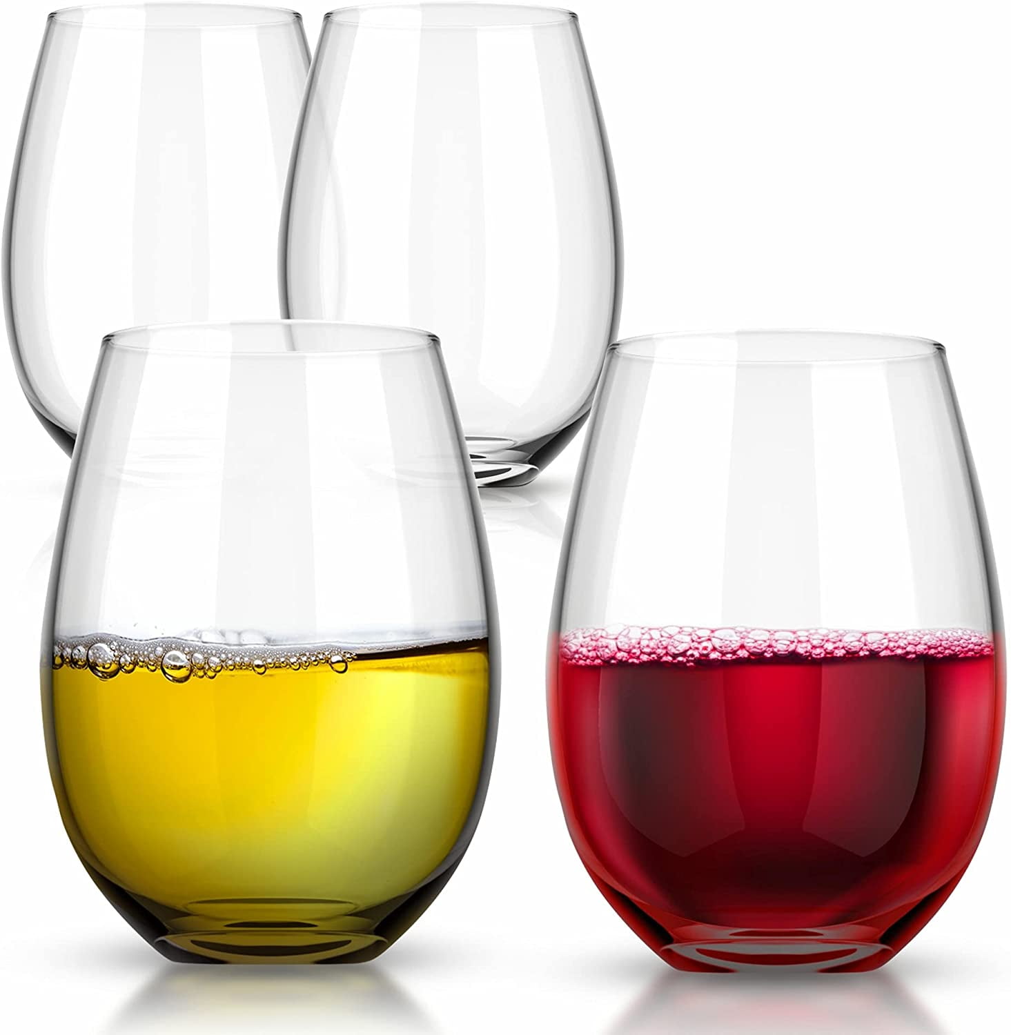 Royalty Art European Stemless White Wine Cups 4-Piece Set Classic ...