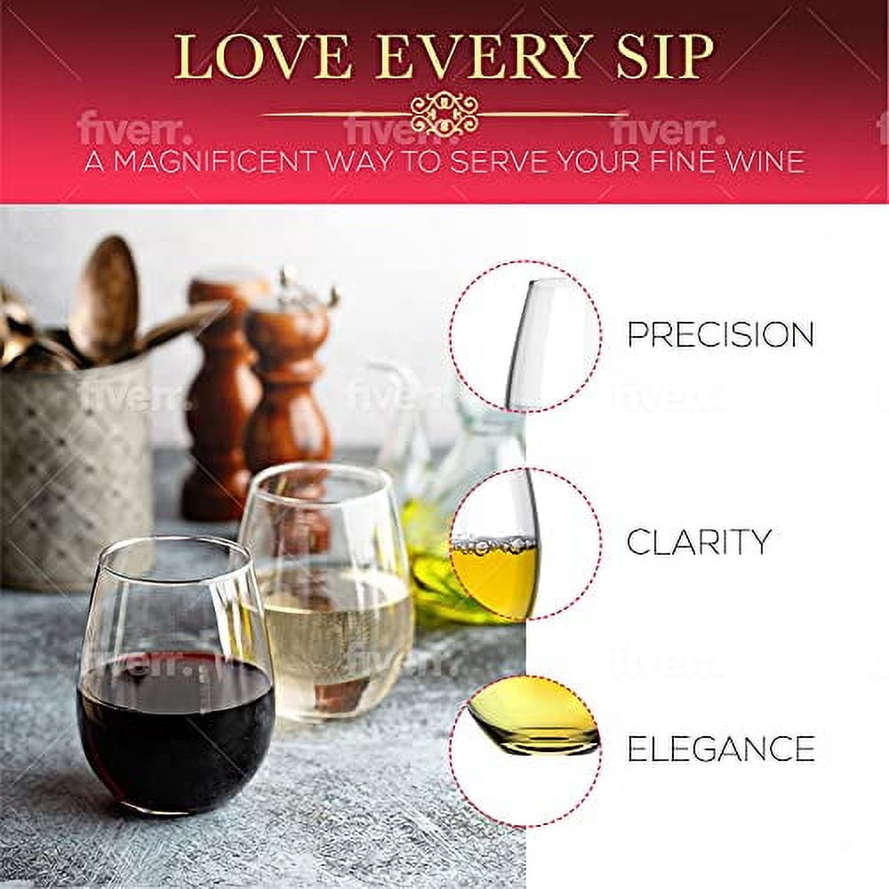 Royalty Art European Stemless White Wine Cups (4-Piece Set) Classic ...