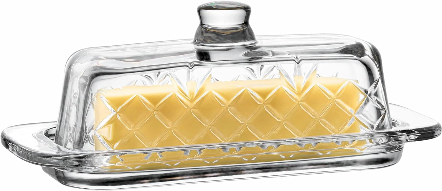Royalty Art Glass Butter Dish with Lid, Single Stick Container with ...