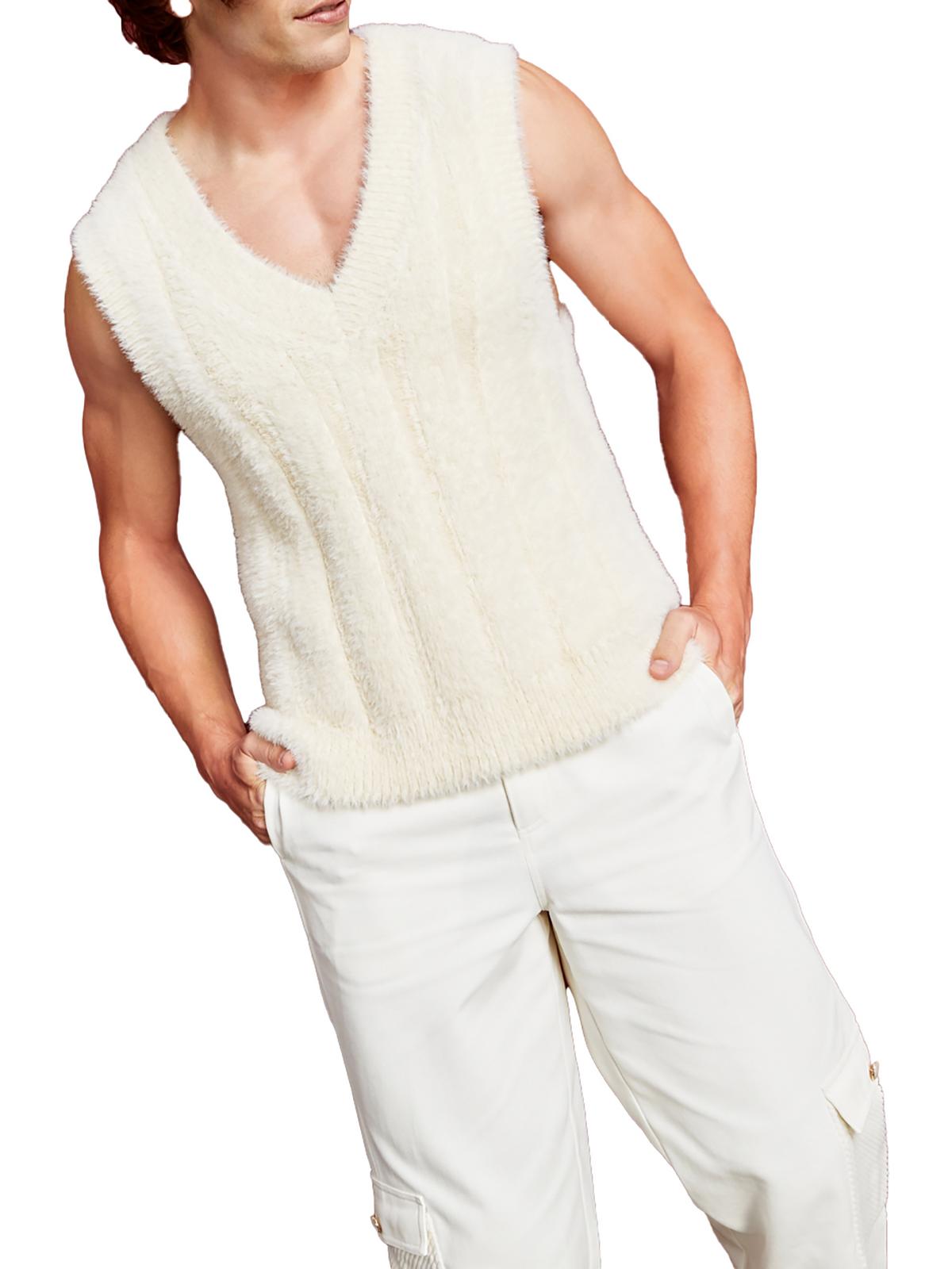 Royalty By Maluma Mens V Neck Faux Fur Sweater Vest - Walmart.com