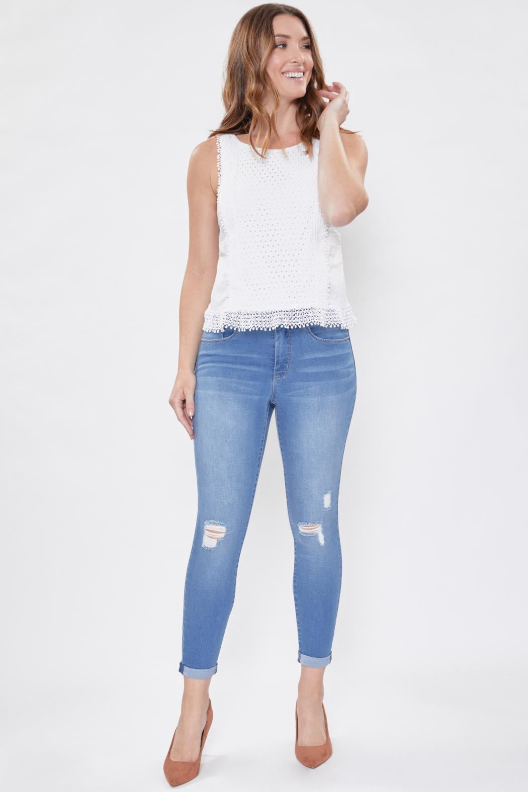 Royalty For Me Women's High-Rise 2 Button Cuffed Skinny Jeans - Walmart.com