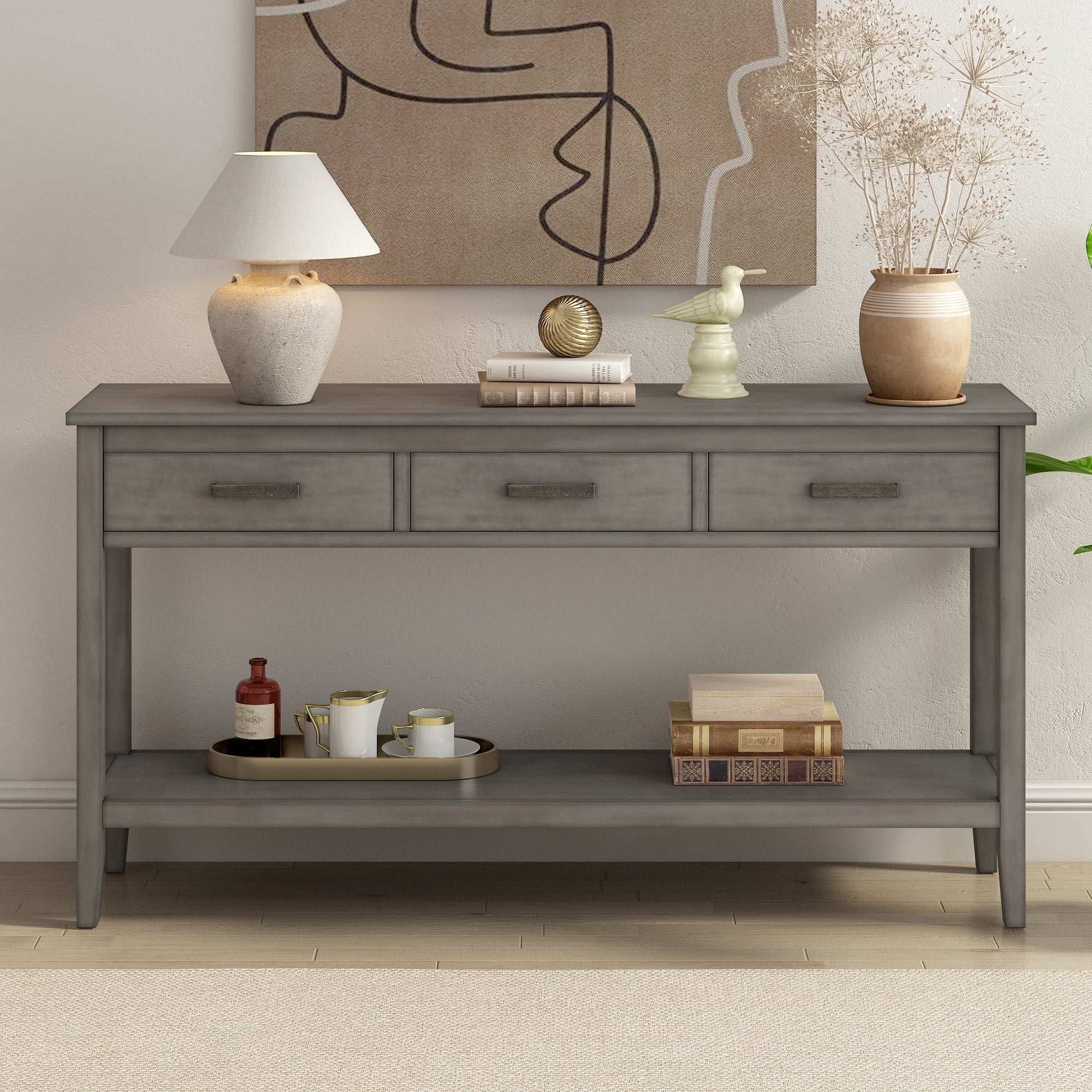 Royard Oaktree Console Table 59" Long Console Table with 3 Drawers and ...
