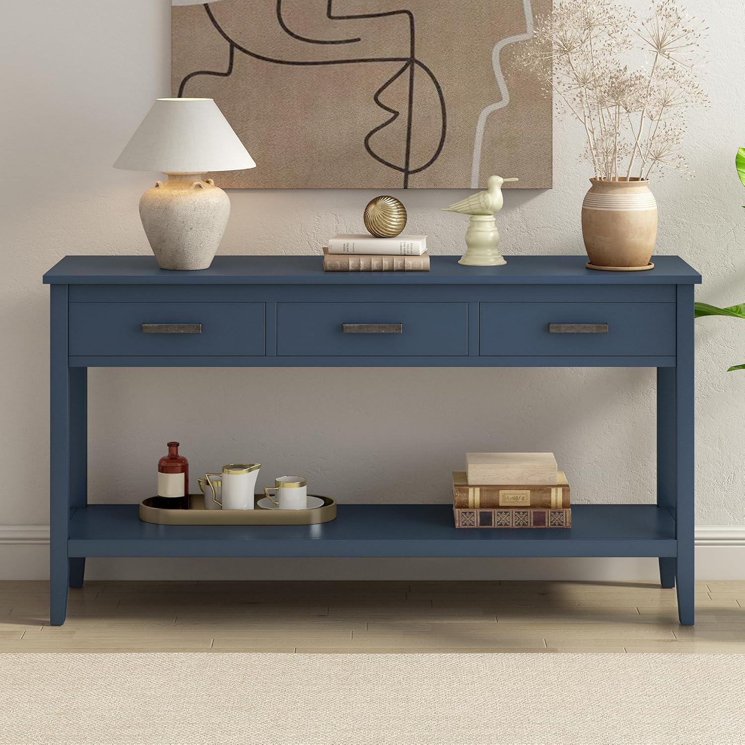 Royard Oaktree Console Table 59" Long Console Table with 3 Drawers and ...