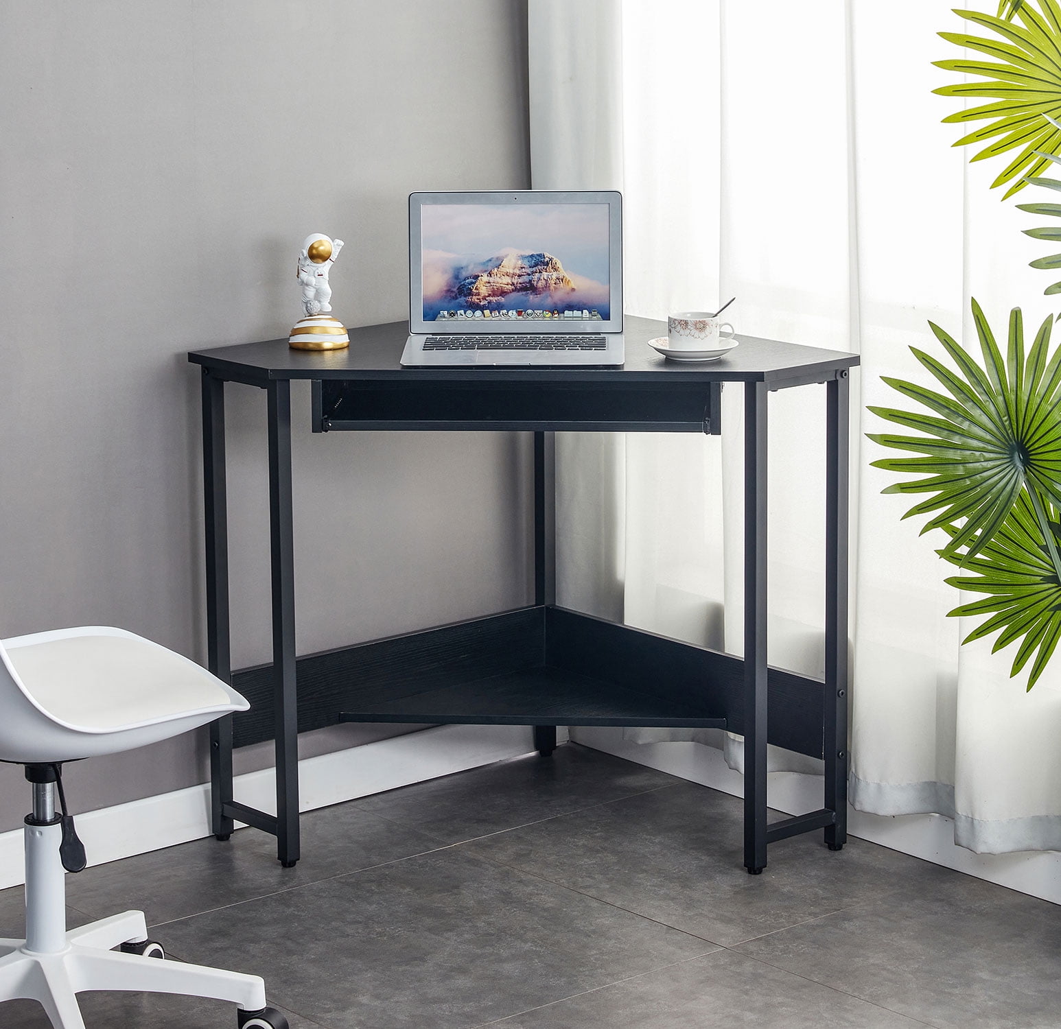 Royard Oaktree Corner Desk, 90 Degrees Triangle Computer Desk with ...