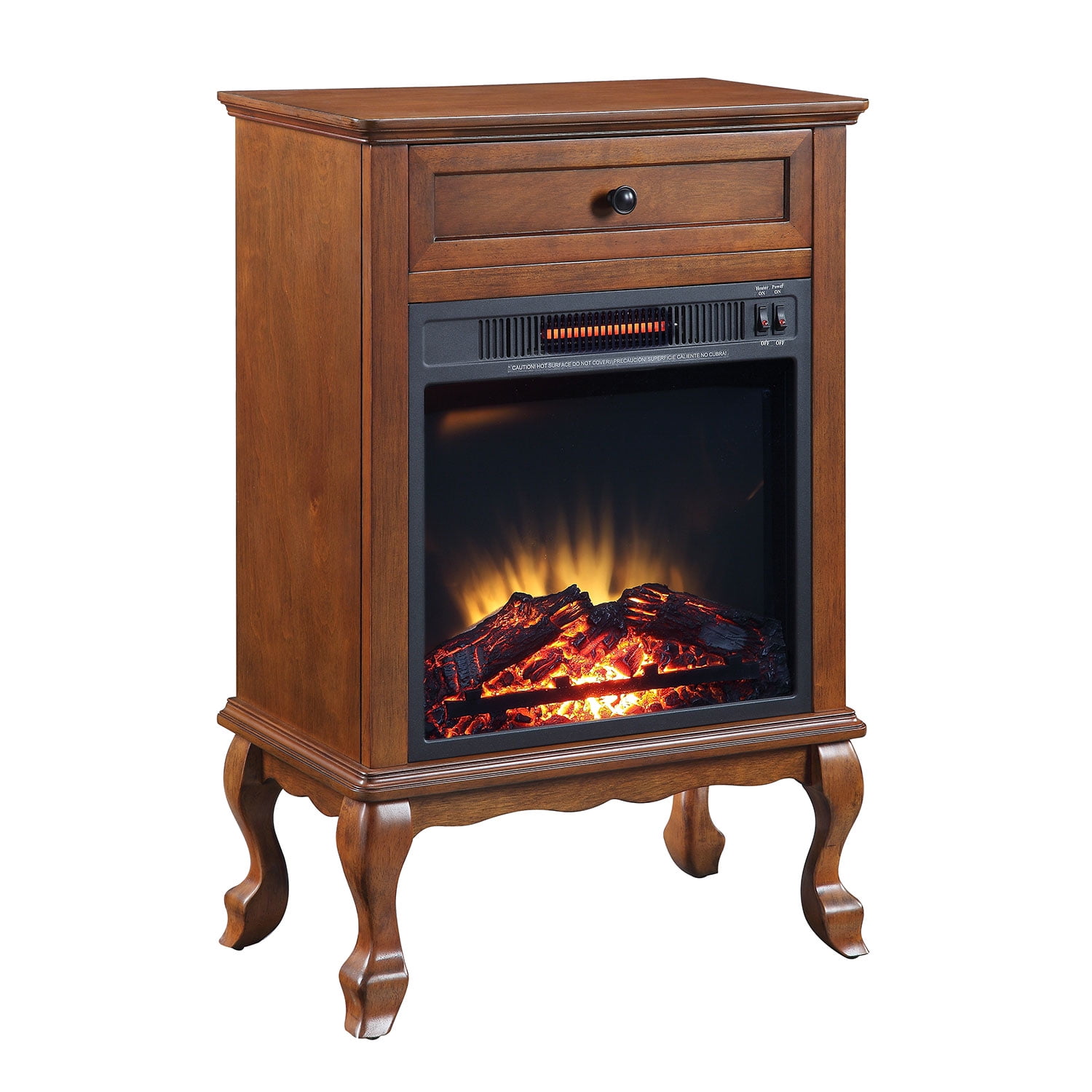 Royard Oaktree Electric Fireplace with Mantel & Storage Drawer, 1500W ...