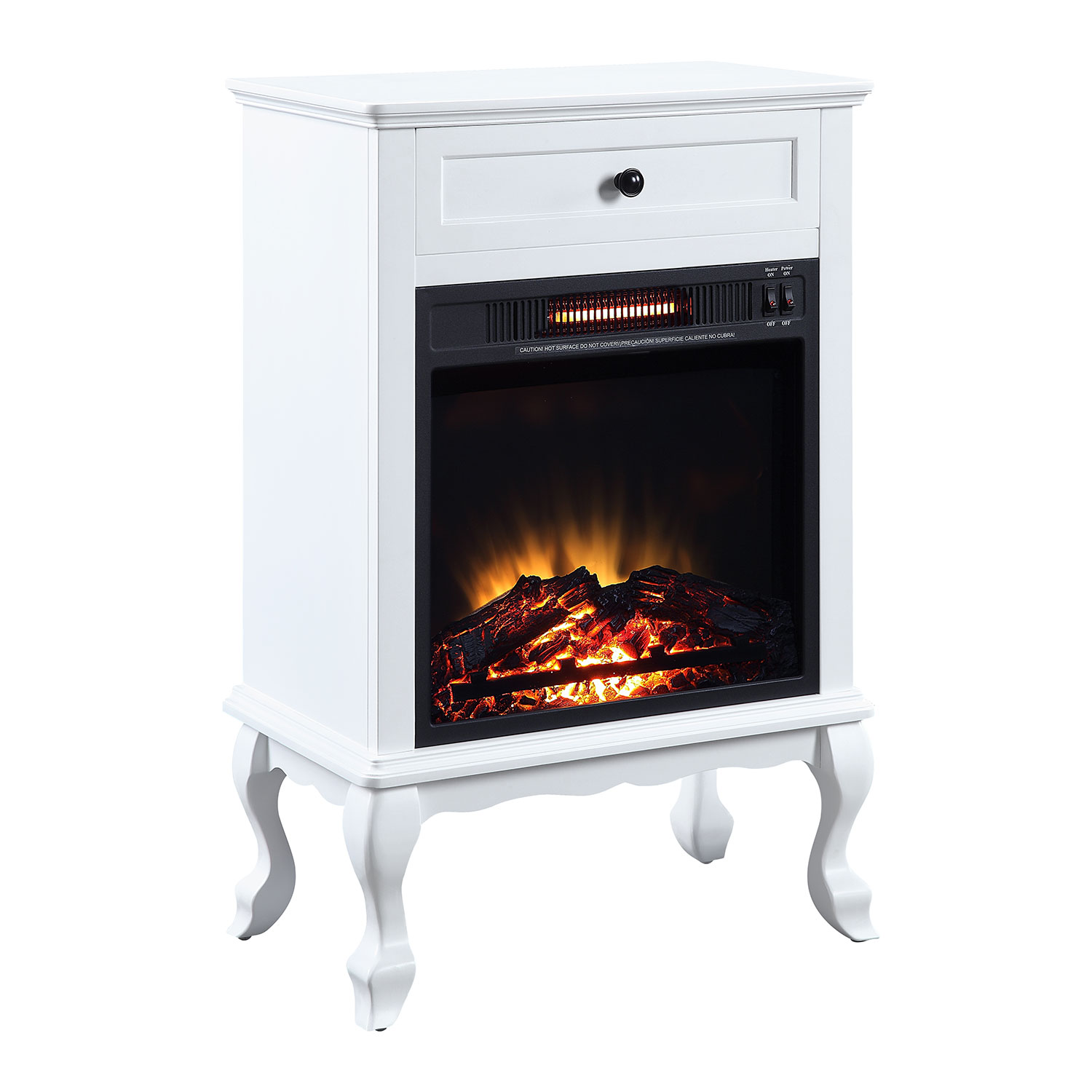 Royard Oaktree Electric Fireplace with Mantel & Storage Drawer, 1500W ...