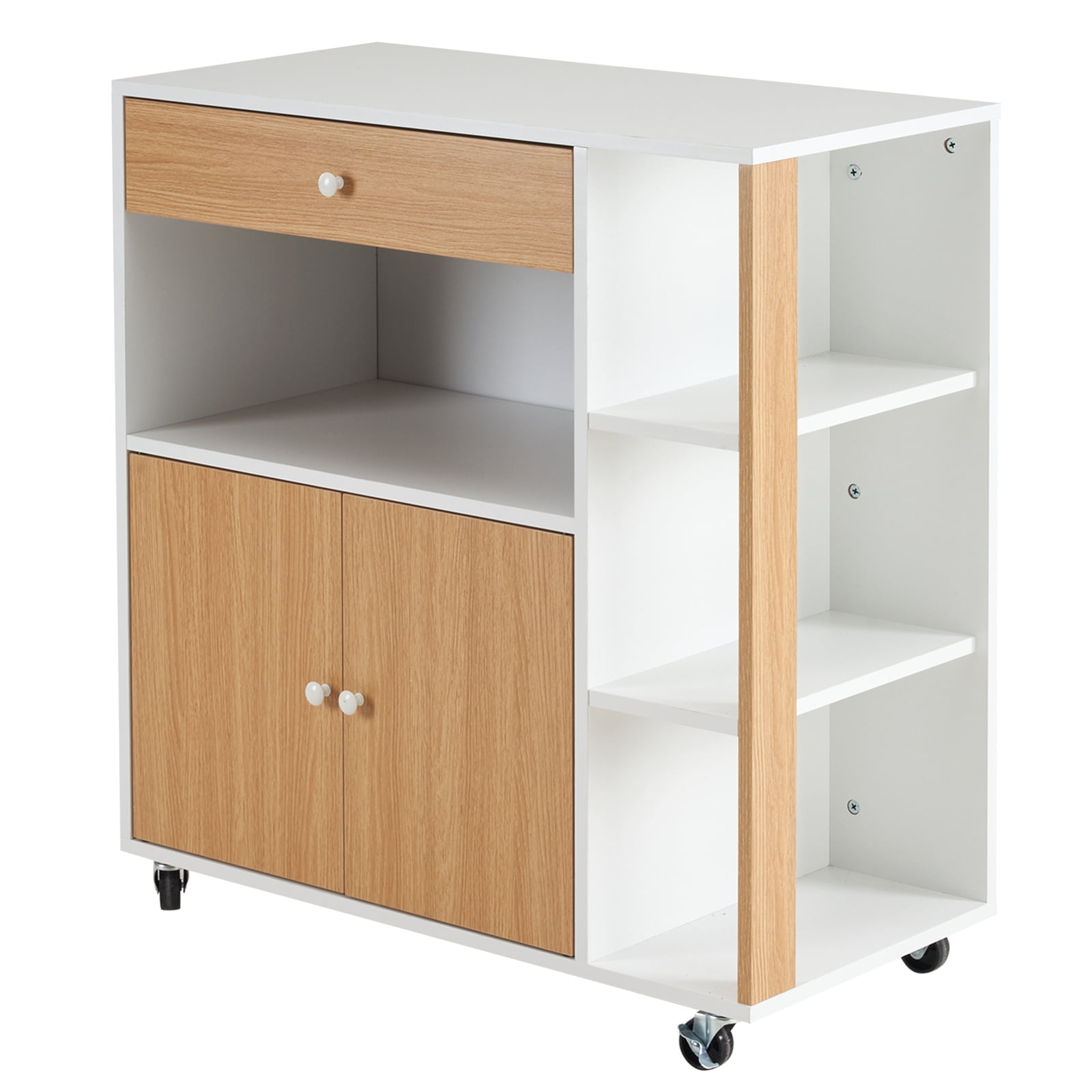 Royard Oaktree Kitchen Island on Wheels with Storage Cabinet and Drawer ...