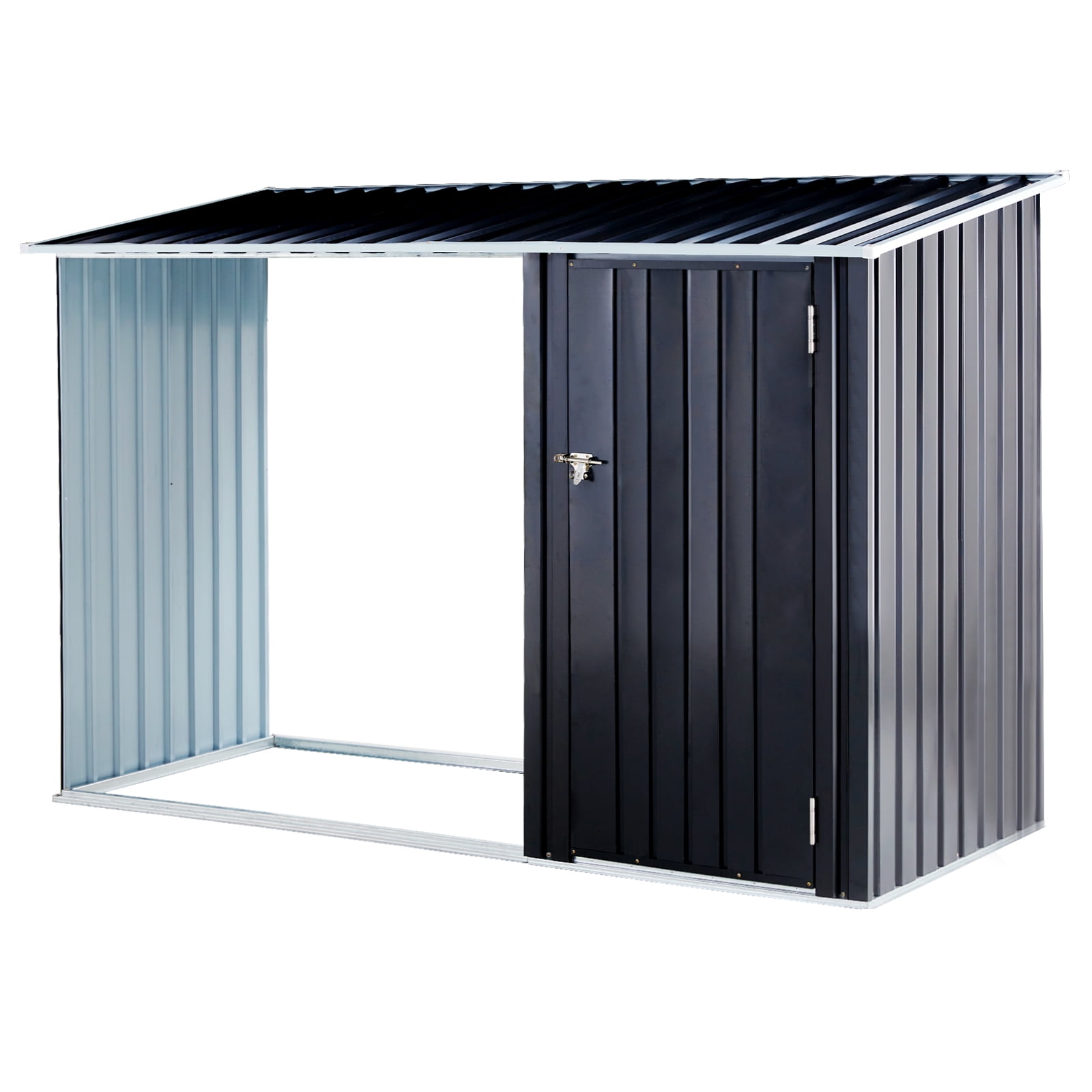 Royard Oaktree Metal Firewood Storage Shed, Galvanized Steel Outdoor ...