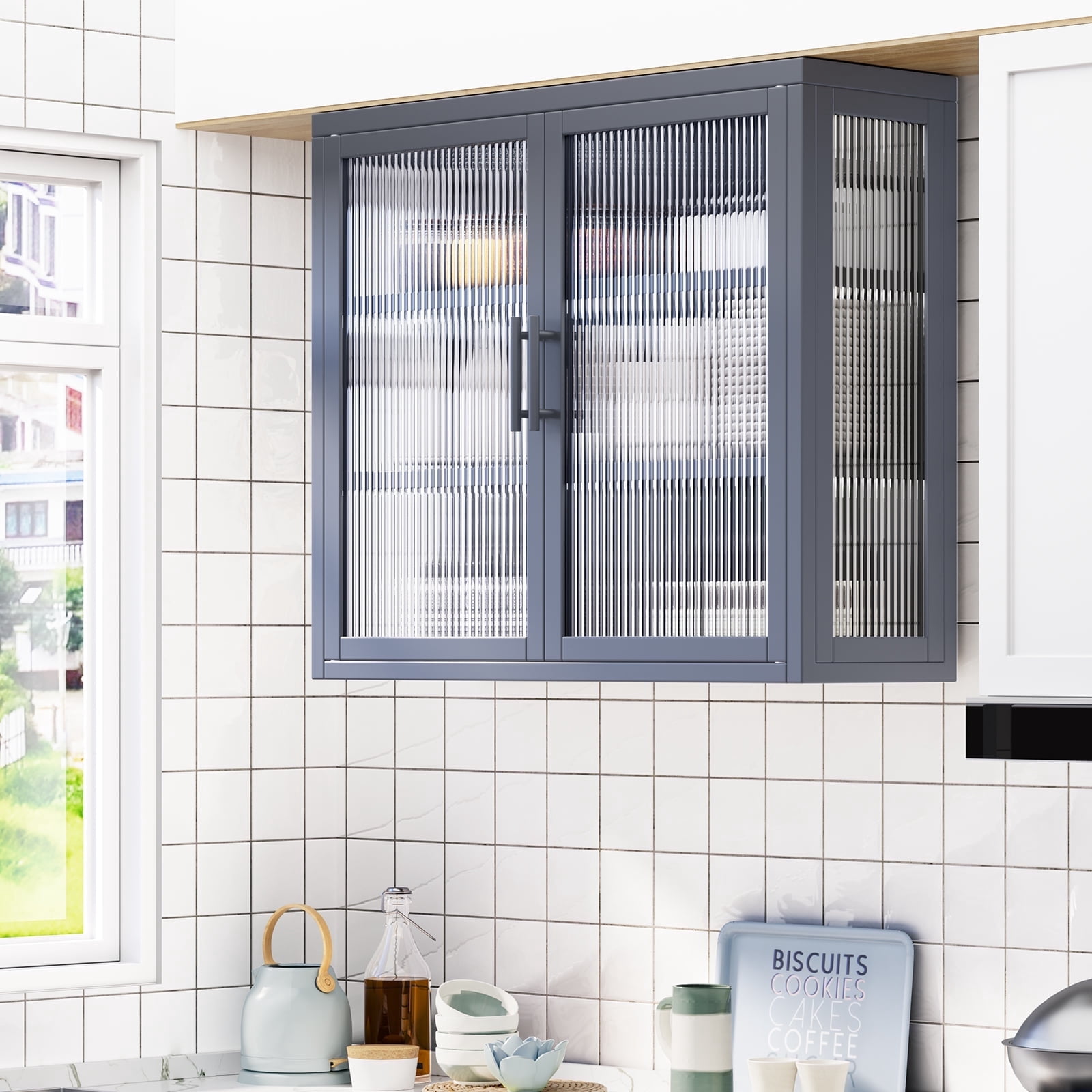 Royard Oaktree Metal Wall Cabinet with Glass Doors, Bathroom Wall ...