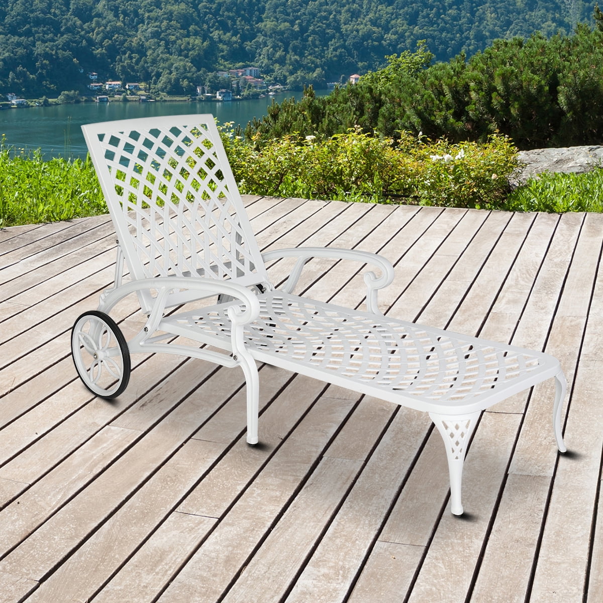 Royard Oaktree Patio Chaise Lounge Chair, Outdoor Cast Aluminum Lounge ...