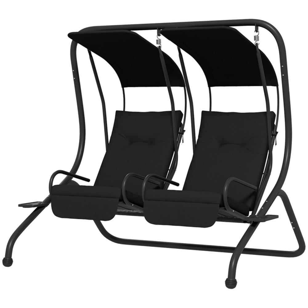 Royard Oaktree Patio Swing Chair with 2 Separate Seats and Cup Holders ...