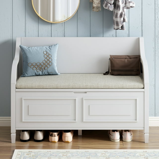 Royard Oaktree Storage Bench with Cushion for Entryway, Lift-top ...