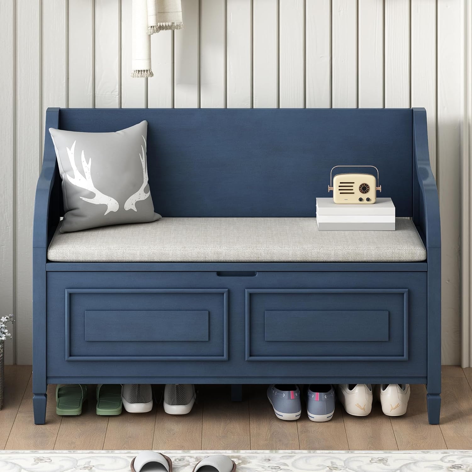 Royard Oaktree Storage Bench with Cushion for Entryway, Lift-top ...