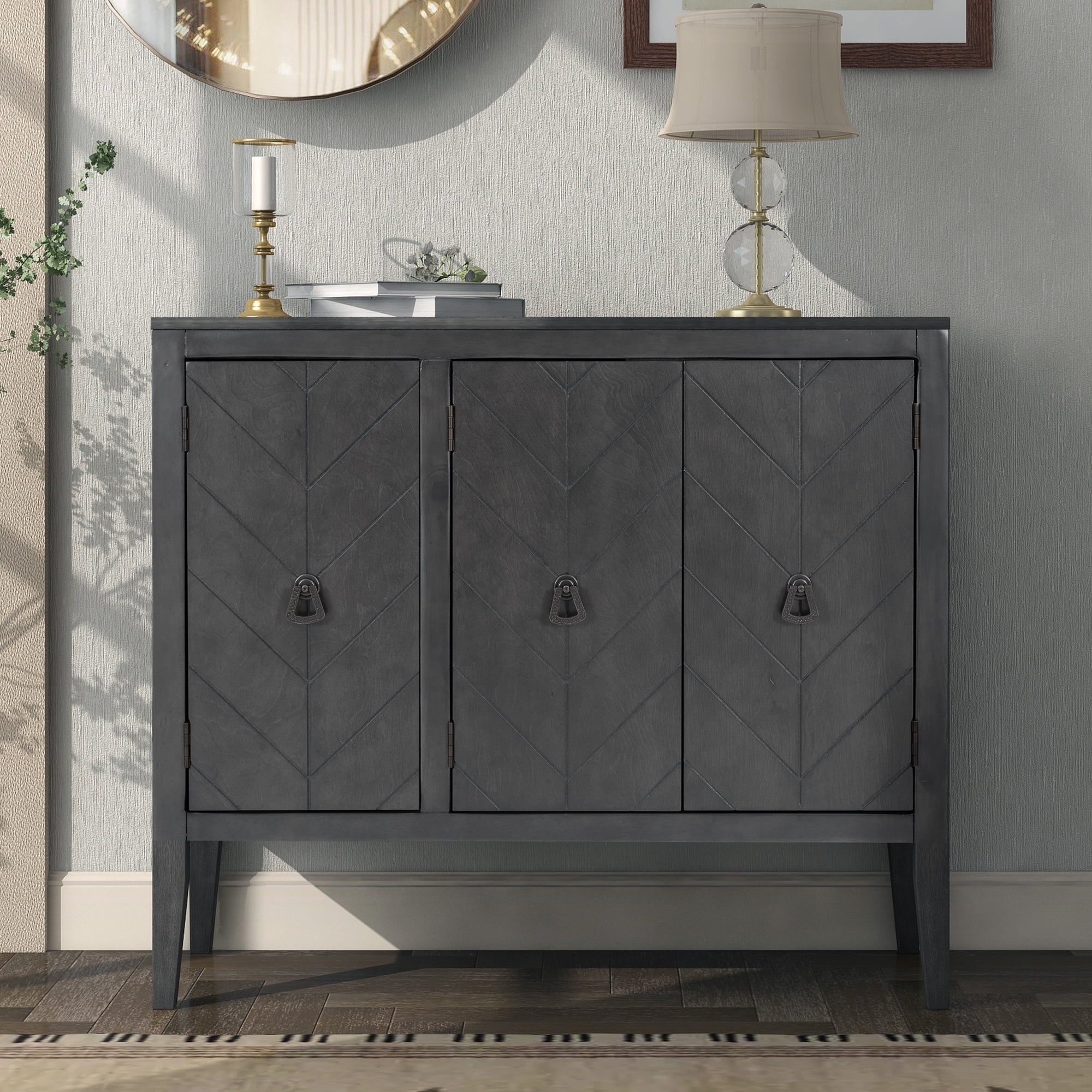Royard Oaktree Storage Cabinet, Wooden Sideboard Buffet Cabinet with ...