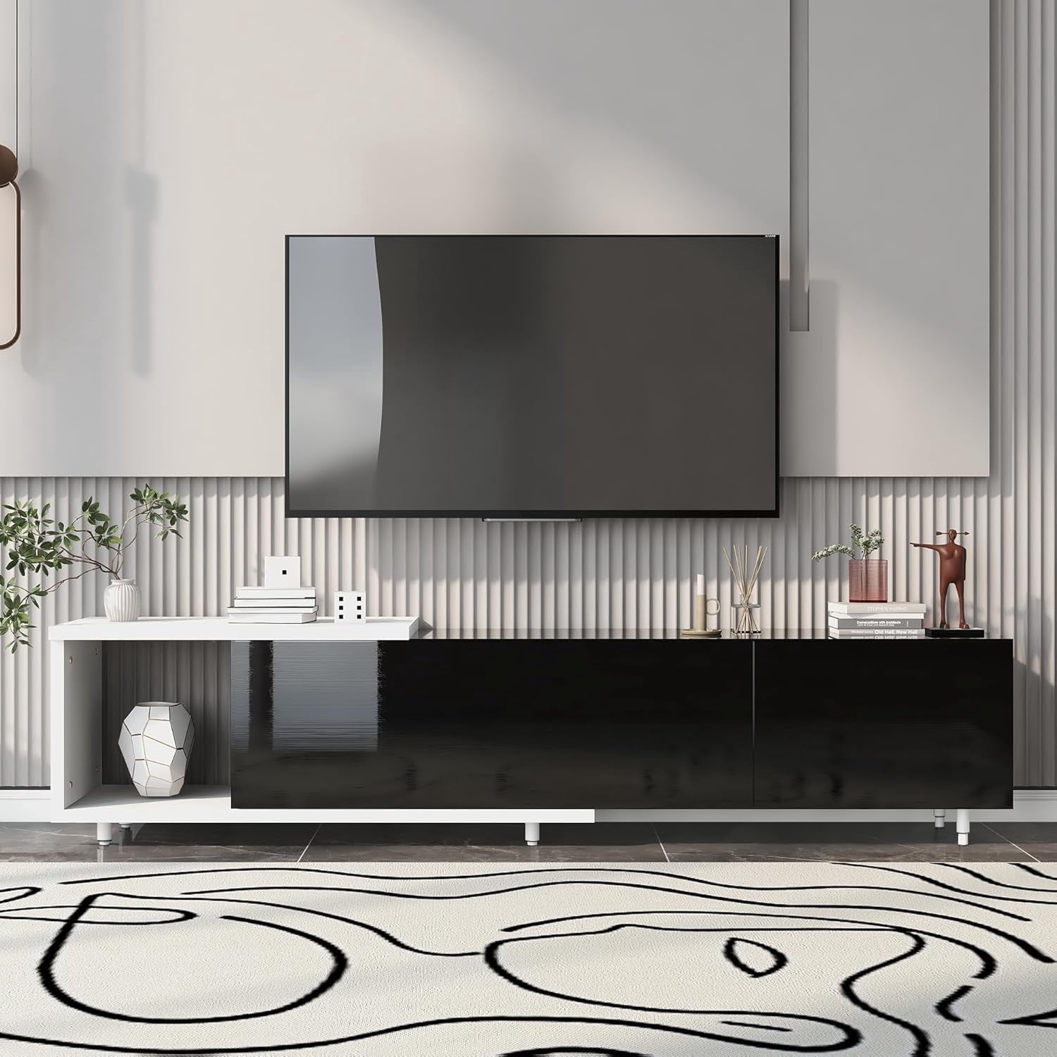 Royard Oaktree TV Stand - Fits 80 inch TVs, Modern Entertainment Center ...