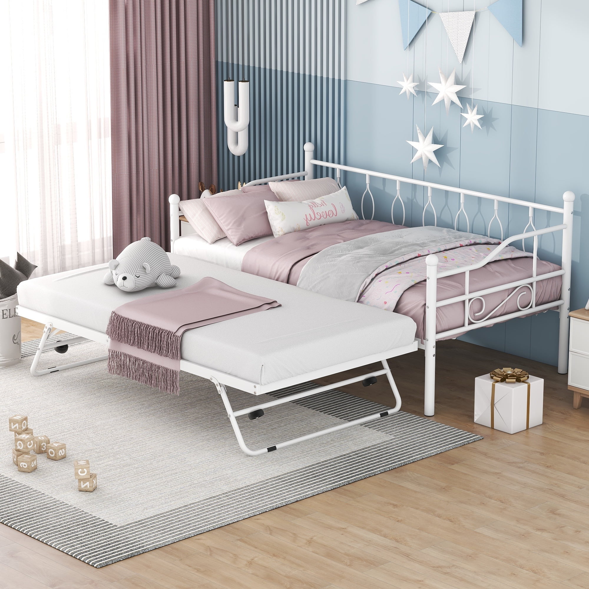 Royard Oaktree Twin Size Daybed with Twin Size Trundle Bed Metal Daybed ...