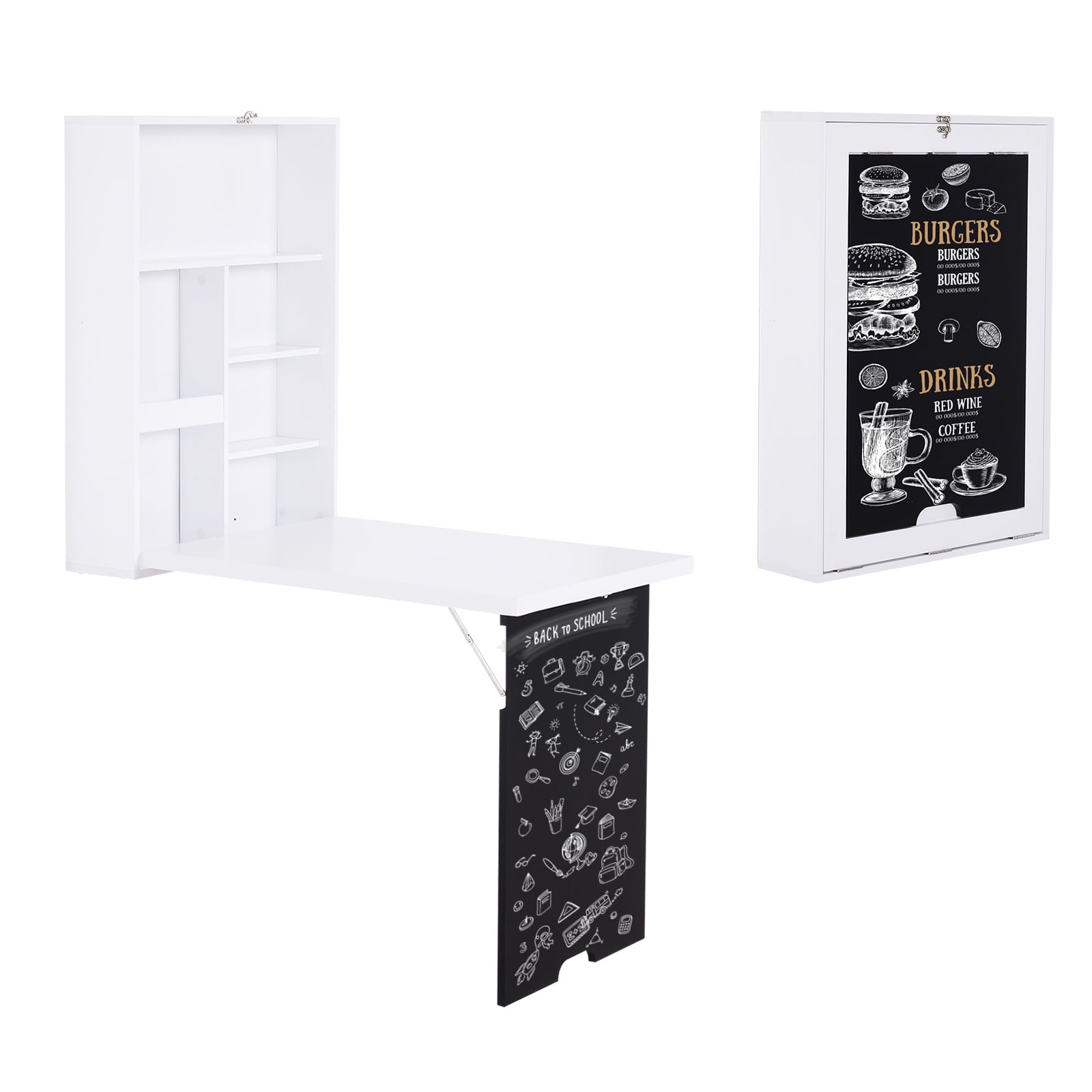 Royard Oaktree Wall Mounted Foldable Desk with Chalkboard, Fold-Out ...