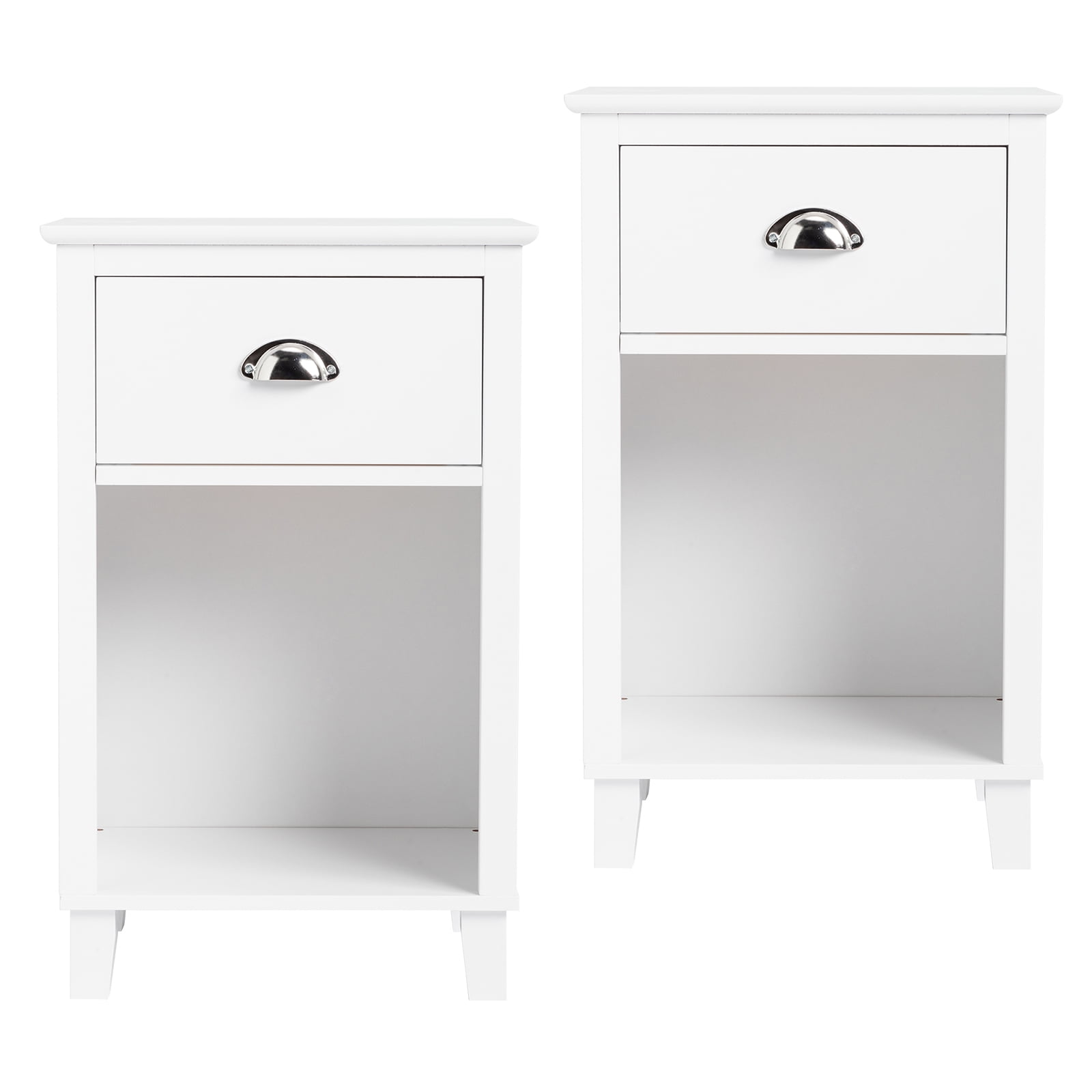 Royard Oaktree White Nightstand Set of 2 Modern End Table with Drawer ...