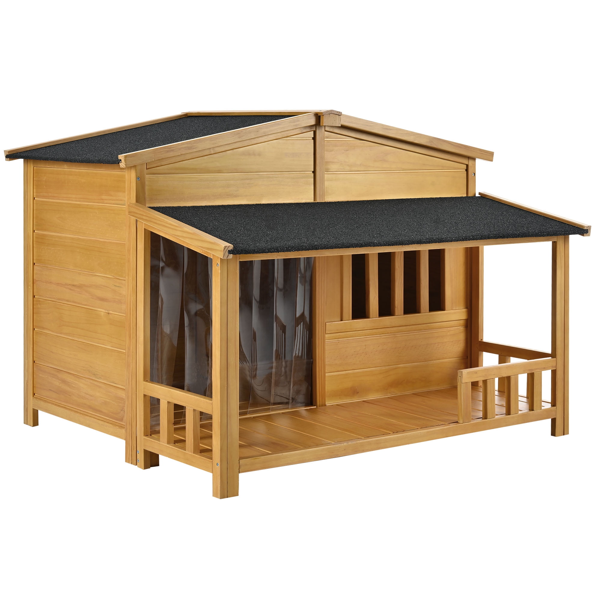 Royard Oaktree Wooden Dog House, Waterproof Indoor Outdoor Dog Crate ...