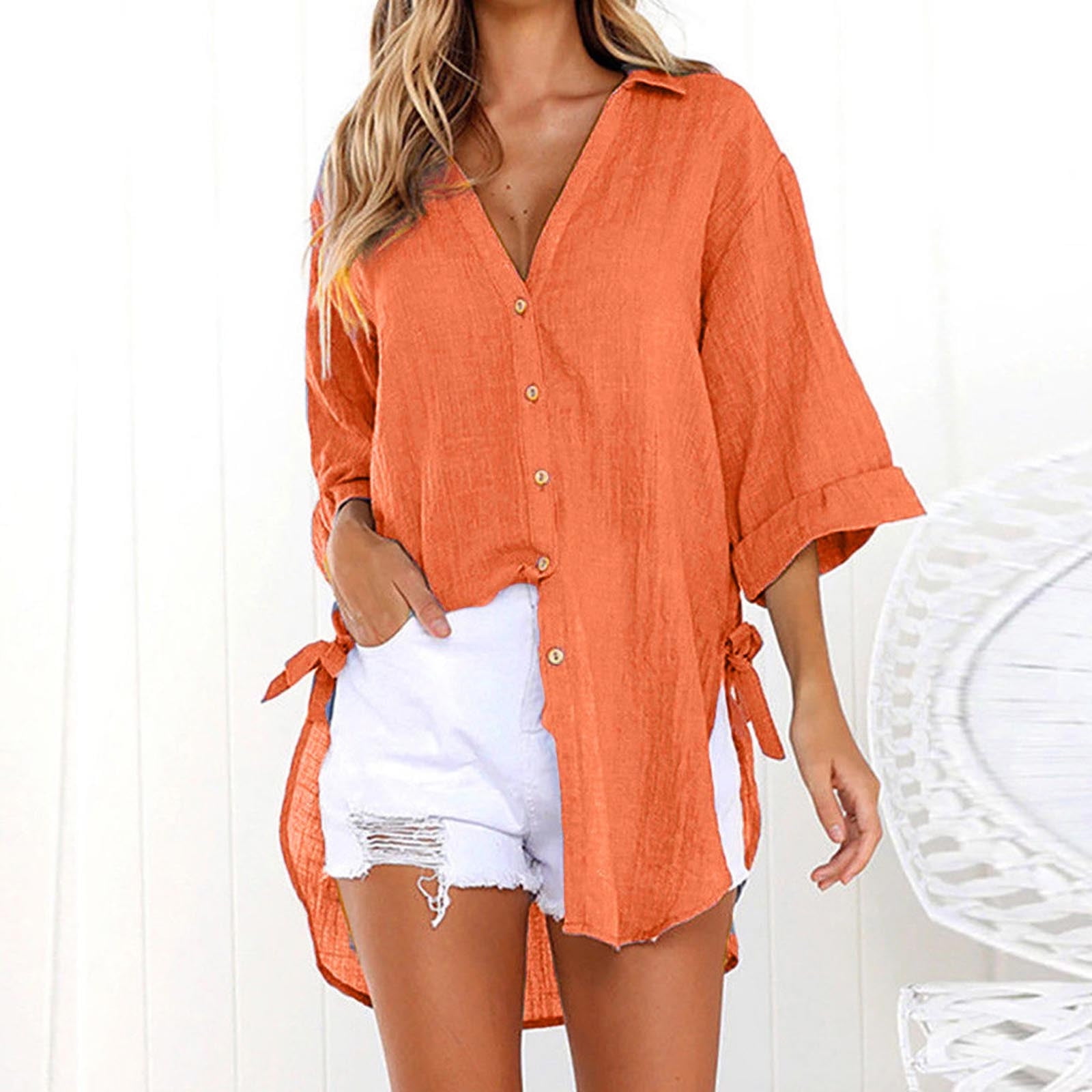 Royisotas Oversized Tops for Women Side Slit Winter Casual Long Sleeve ...
