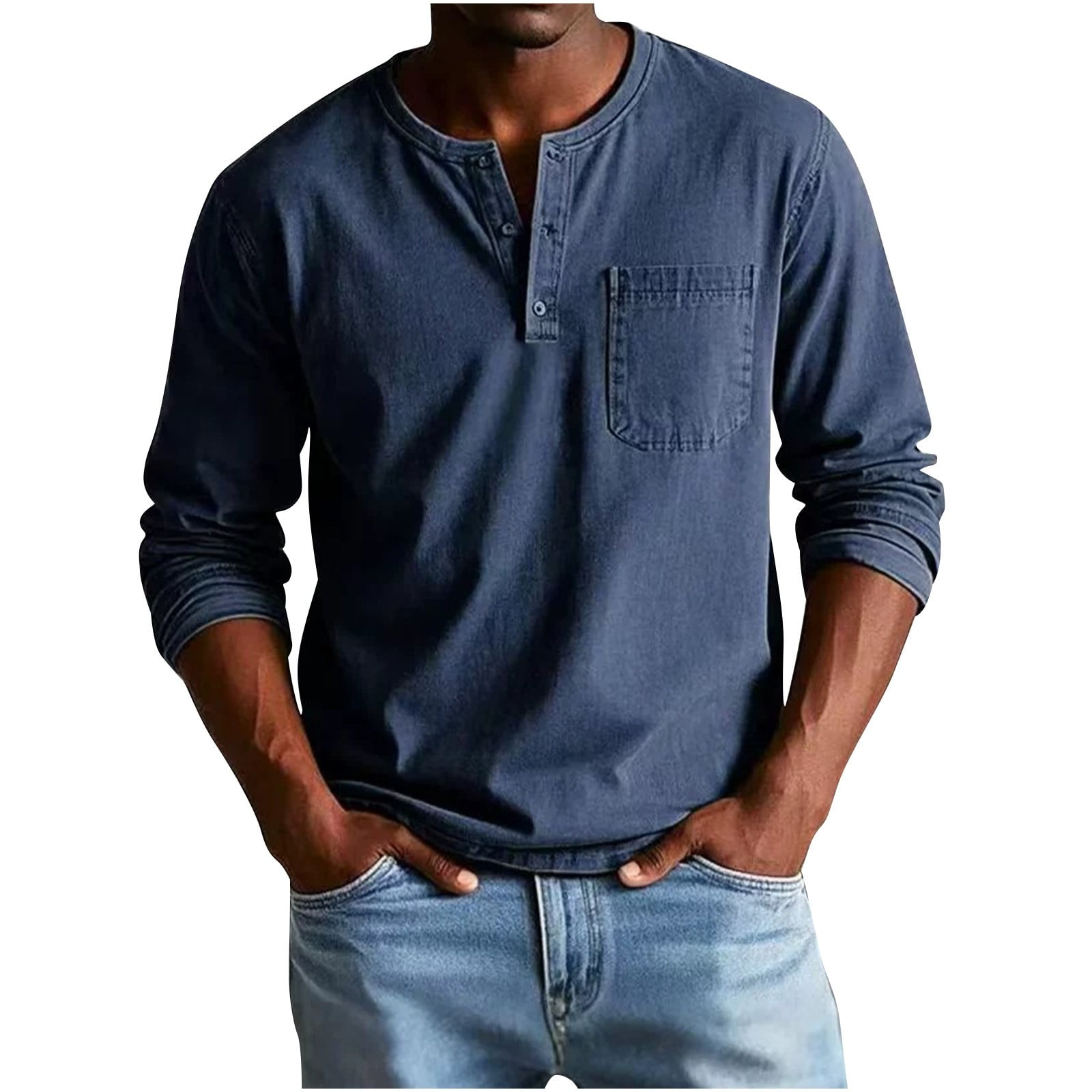 Royisotas Pocket T Shirts for Men Casual Tops Pullover Button Up ...