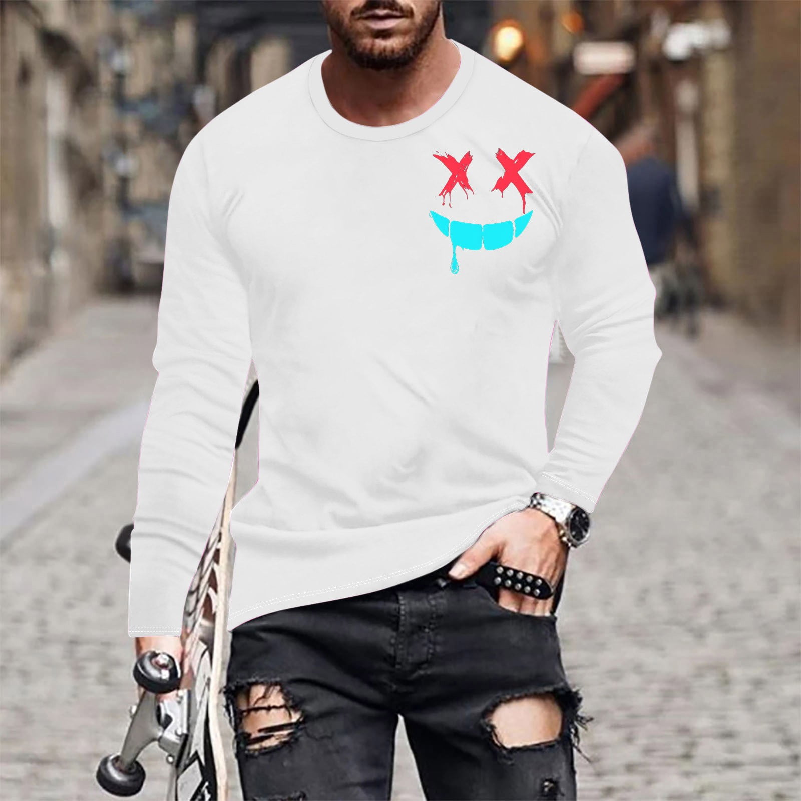 Royisotas Pullover T Shirts for Men Graphic Tops Casual Crewneck Loose ...
