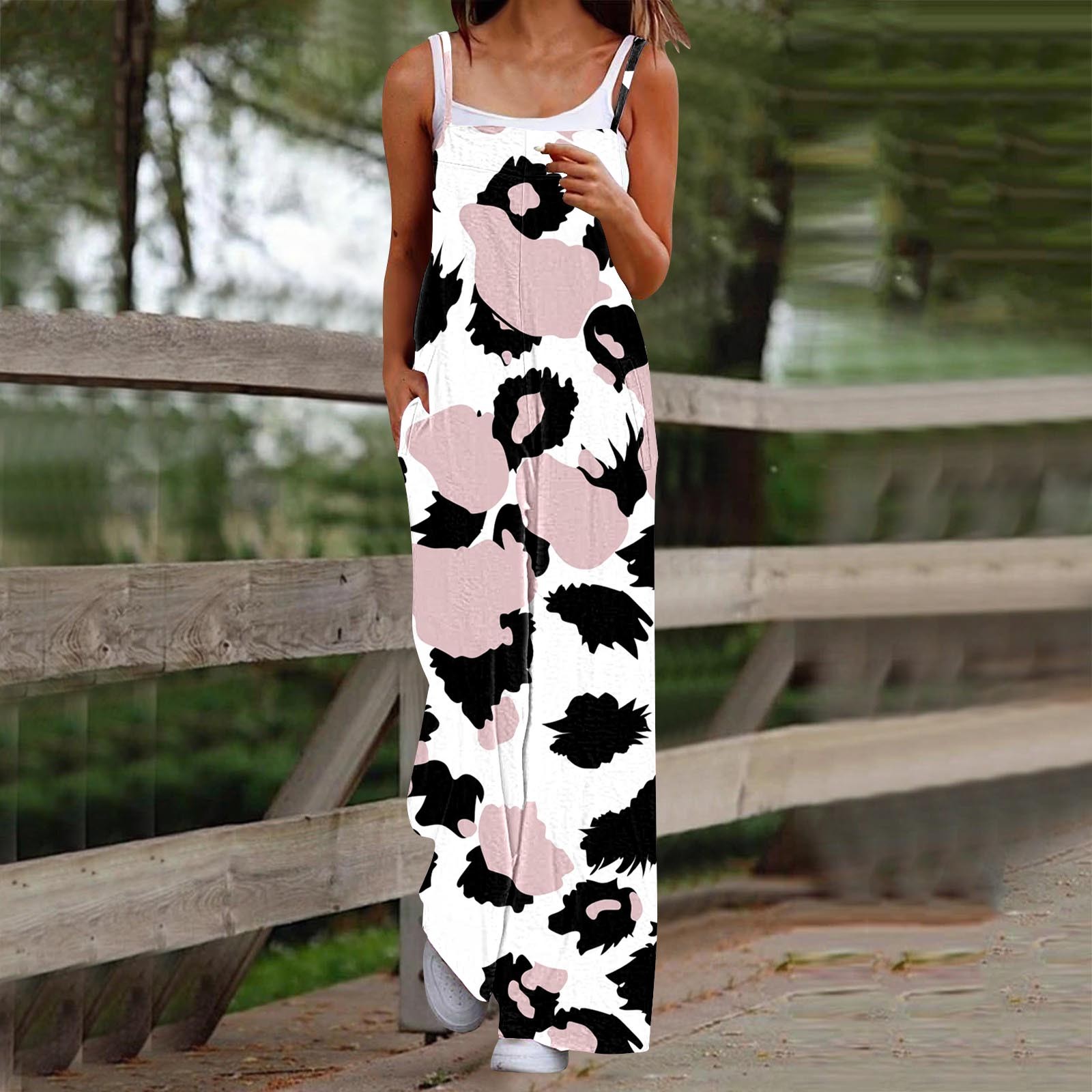 Royisotas Spaghetti Straps Plus Size Sleeveless Wide-Leg Fall and ...