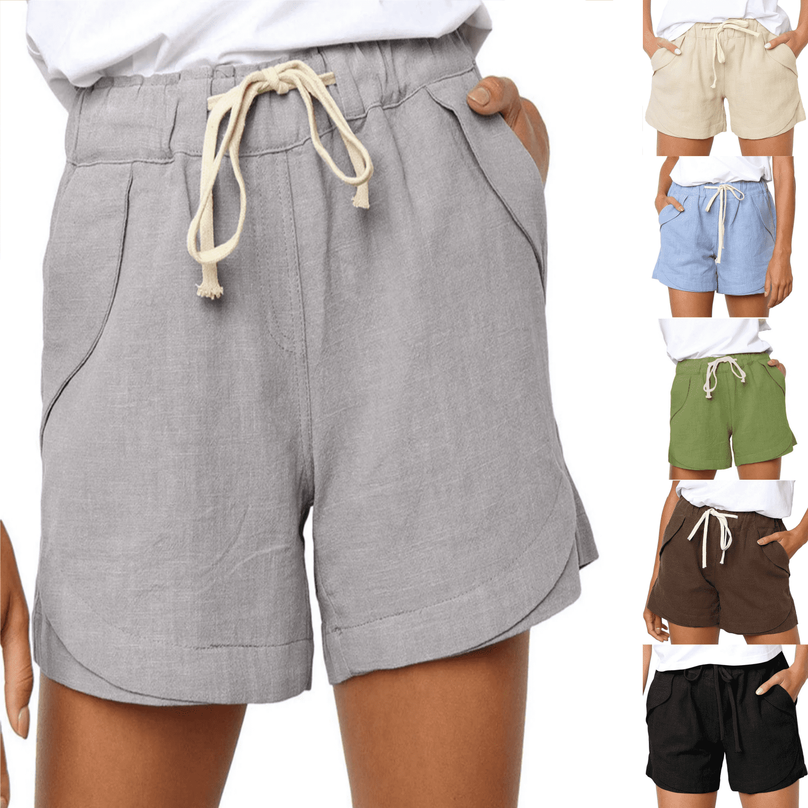 Royisotas Summer Shorts Women Drawstring Elastic Waist Casual Chino ...